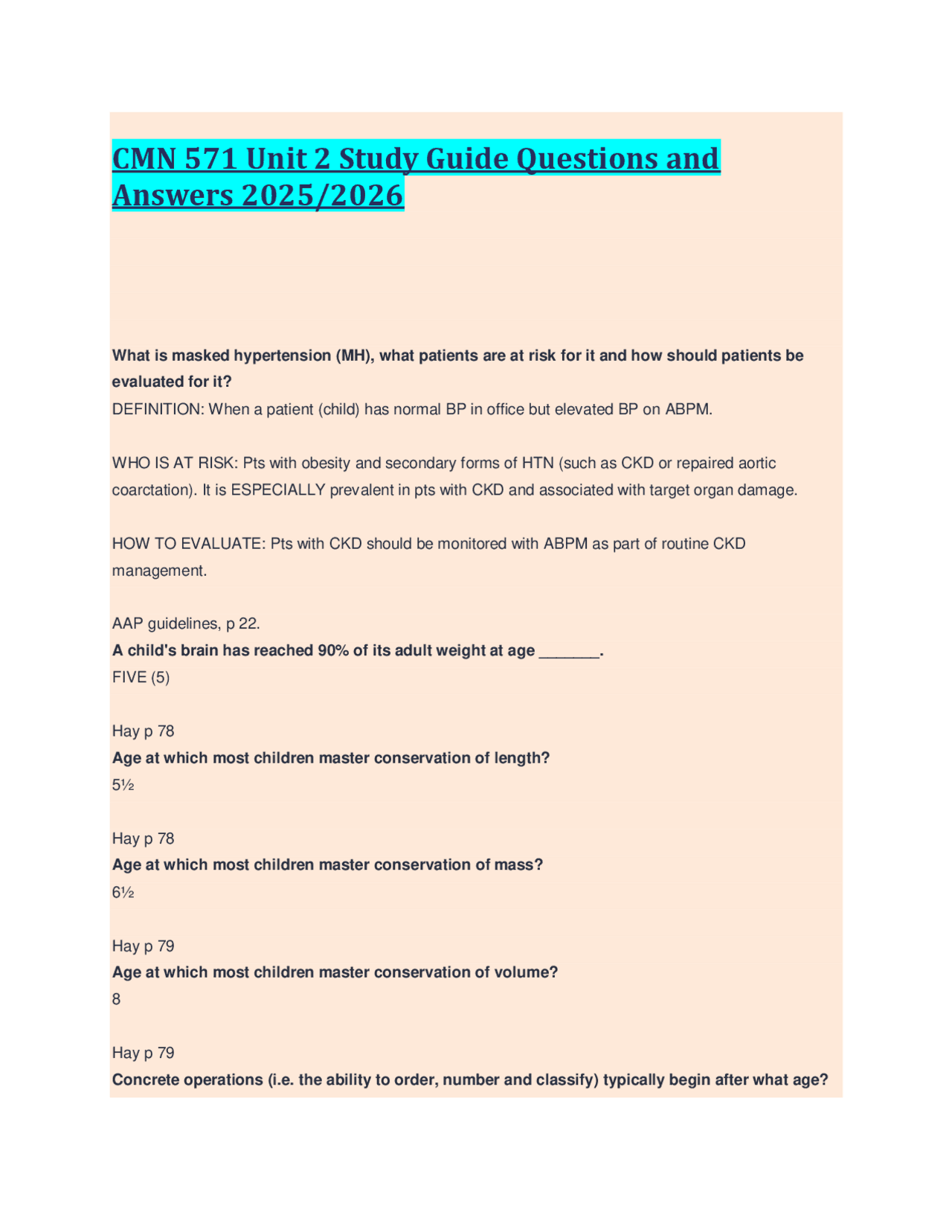 CMN 571 Unit 2 Study Guide Questions and Answers 2025/2026 | Exams ...