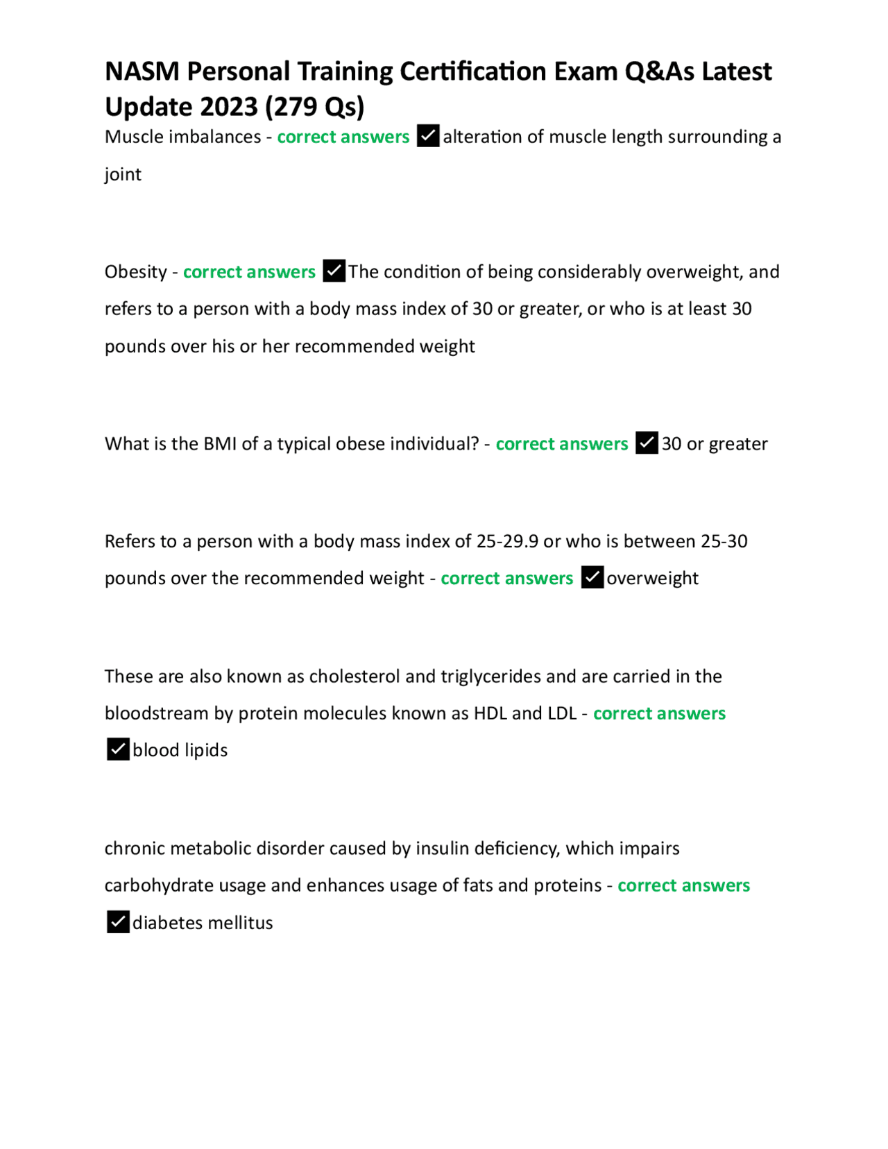 NASM Personal Training Certification Exam Q&As: Anatomy, Physiology ...