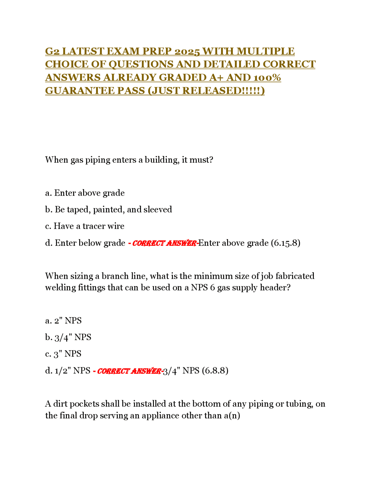G2 LATEST EXAM PREP 2025 WITH MULTIPLE CHOICE OF QUESTIONS AND DETAILED ...