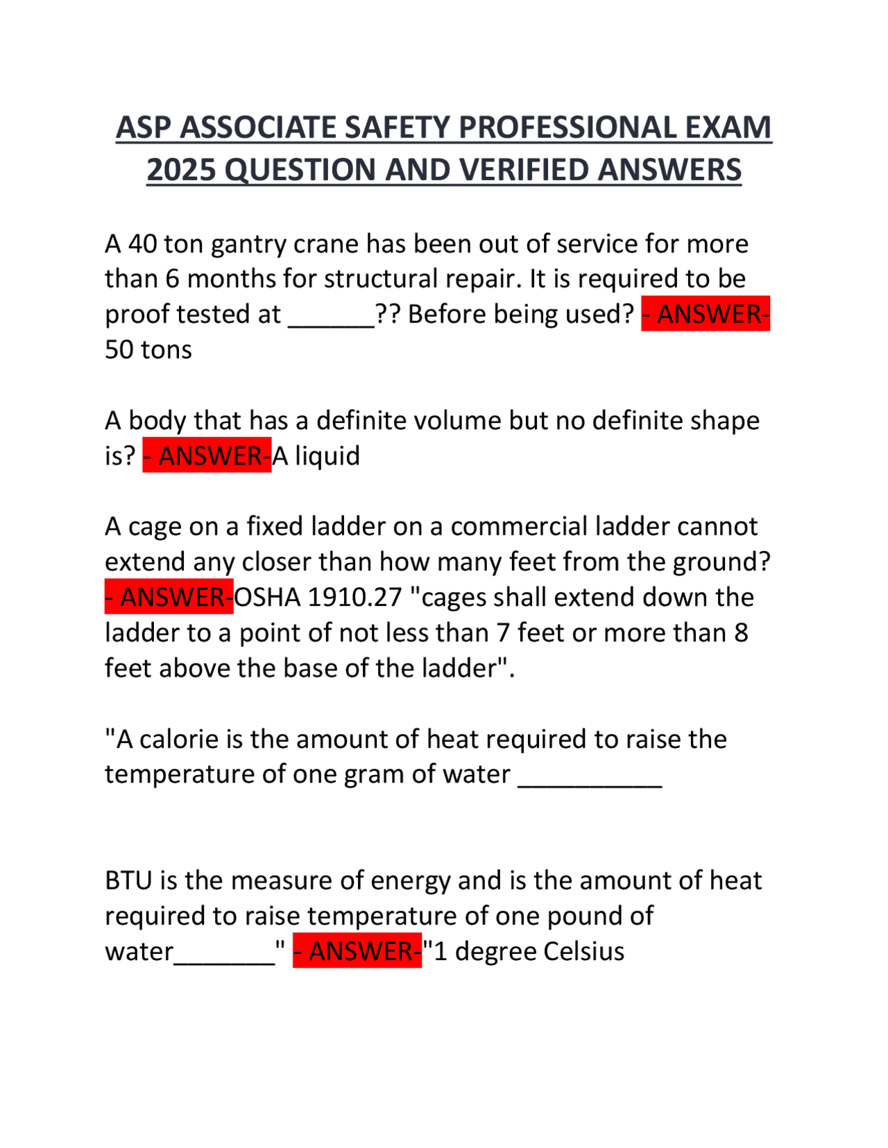 ASP Associate Safety Professional Exam: 2025 Questions and Verified ...
