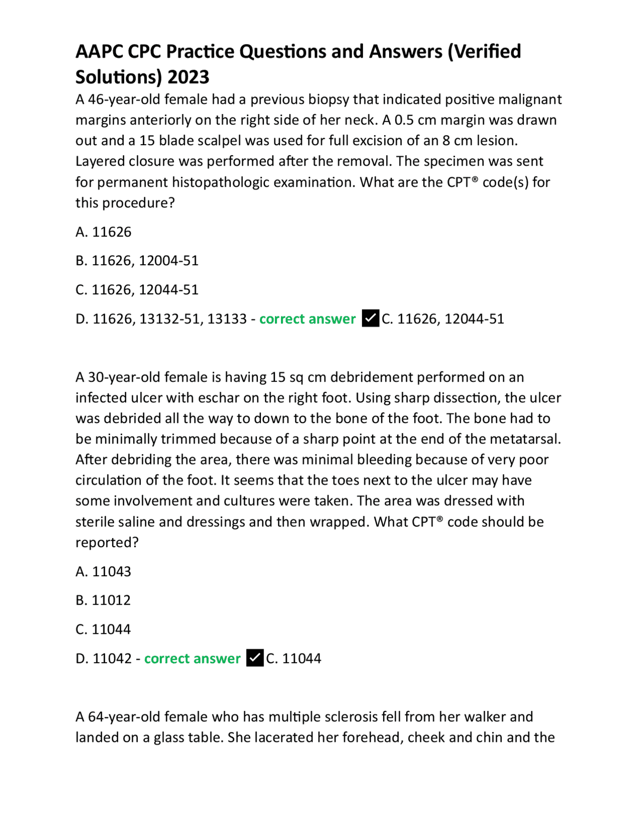 AAPC CPC Practice Questions and Answers (Verified Solutions) 2023 ...