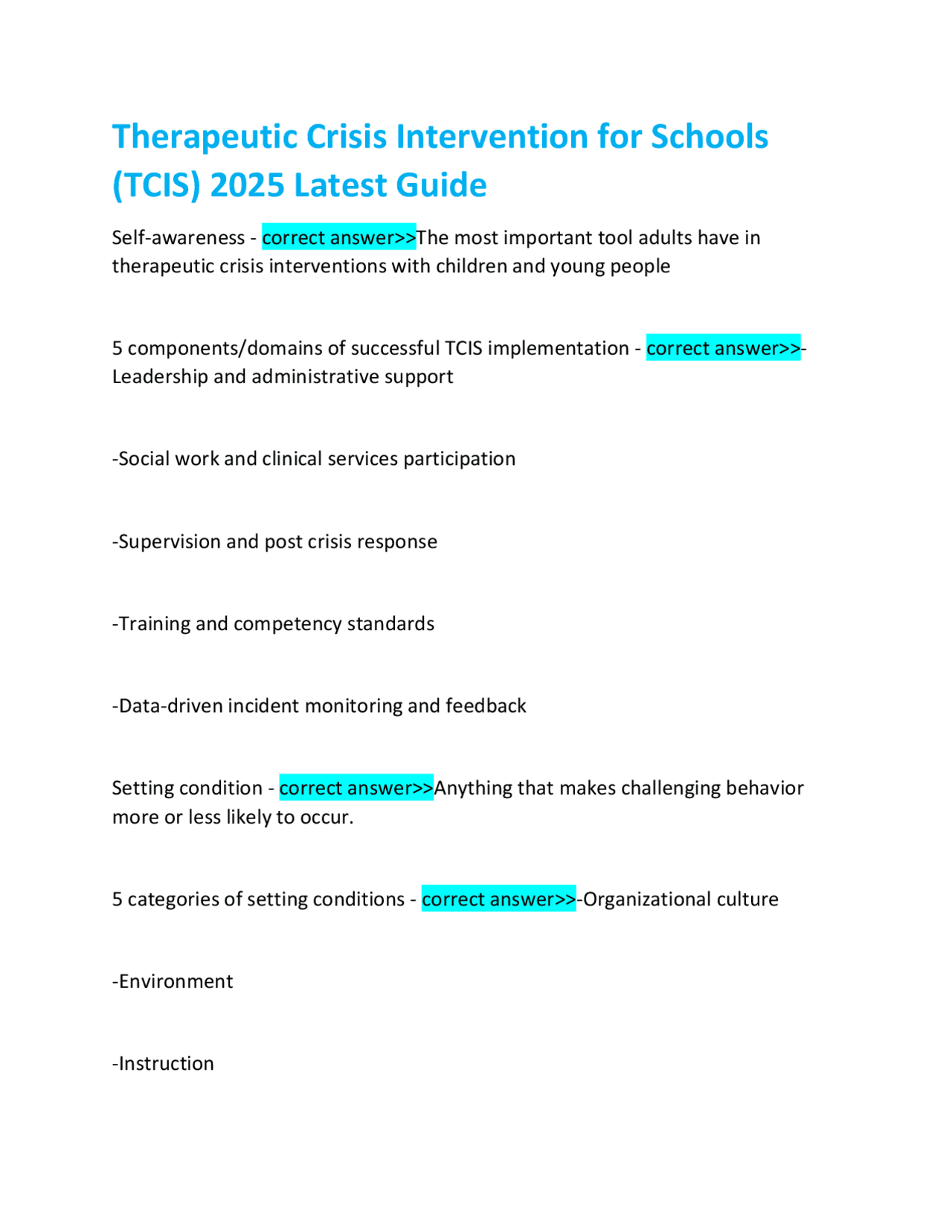 Therapeutic Crisis Intervention for Schools (TCIS) 2025 Latest Guide ...