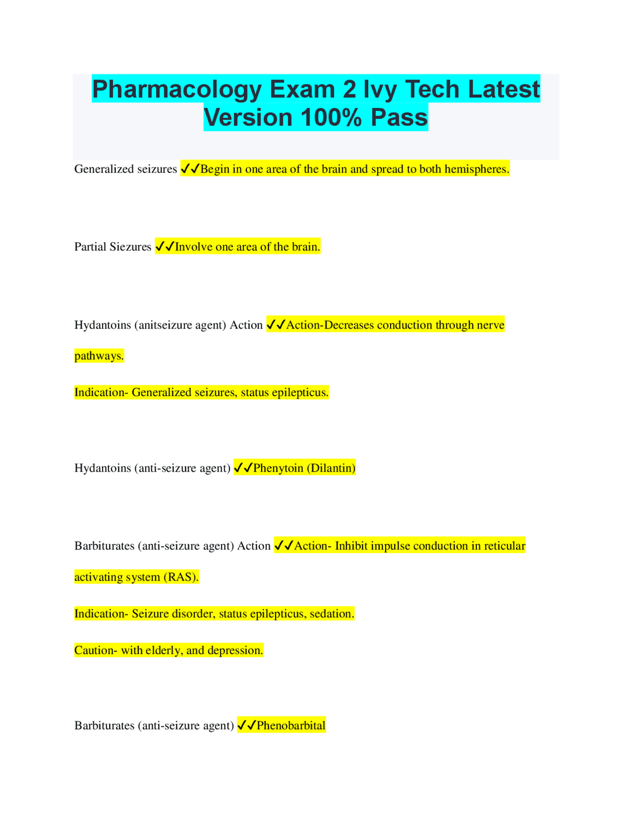 Pharmacology Exam 2: Key Concepts and Medications | Exams Pharmacology ...