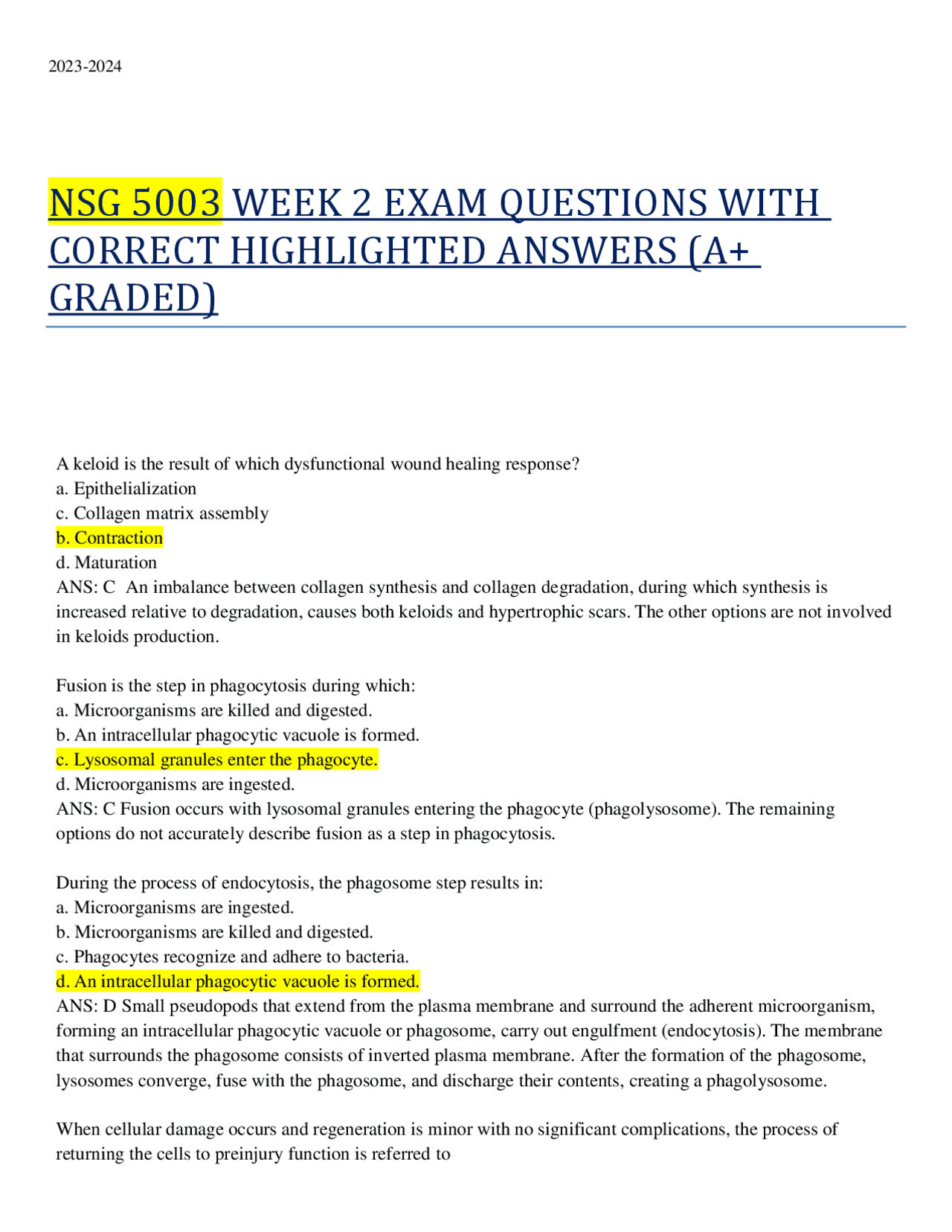 NSG 5003 WEEK 2 EXAM QUESTIONS WITH CORRECT HIGHLIGHTED ANSWERS (A+ GRADED) | Exams Nursing ...