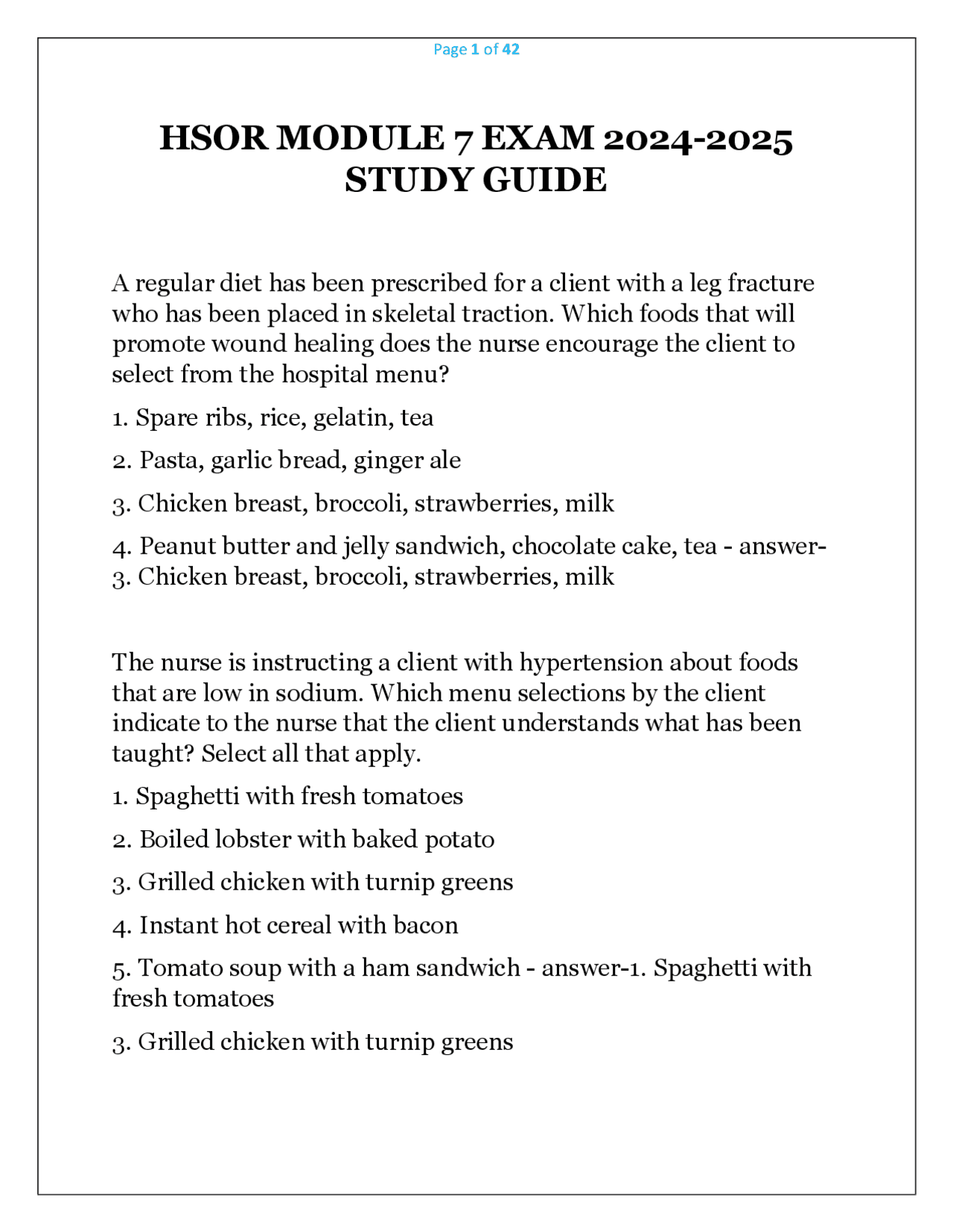 HSOR MODULE 7 EXAM 2024-2025 STUDY GUIDE | Exams Personal Health | Docsity