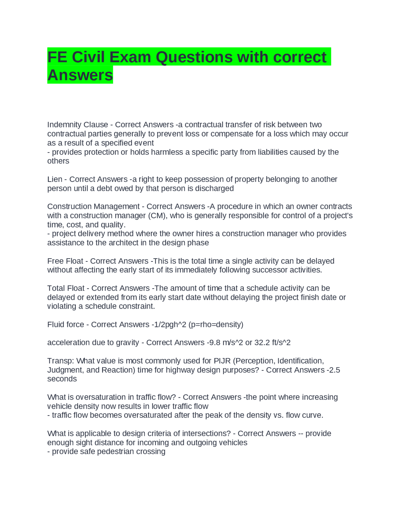 Civil Engineering Exam Questions and Answers | Exams Advanced Education ...