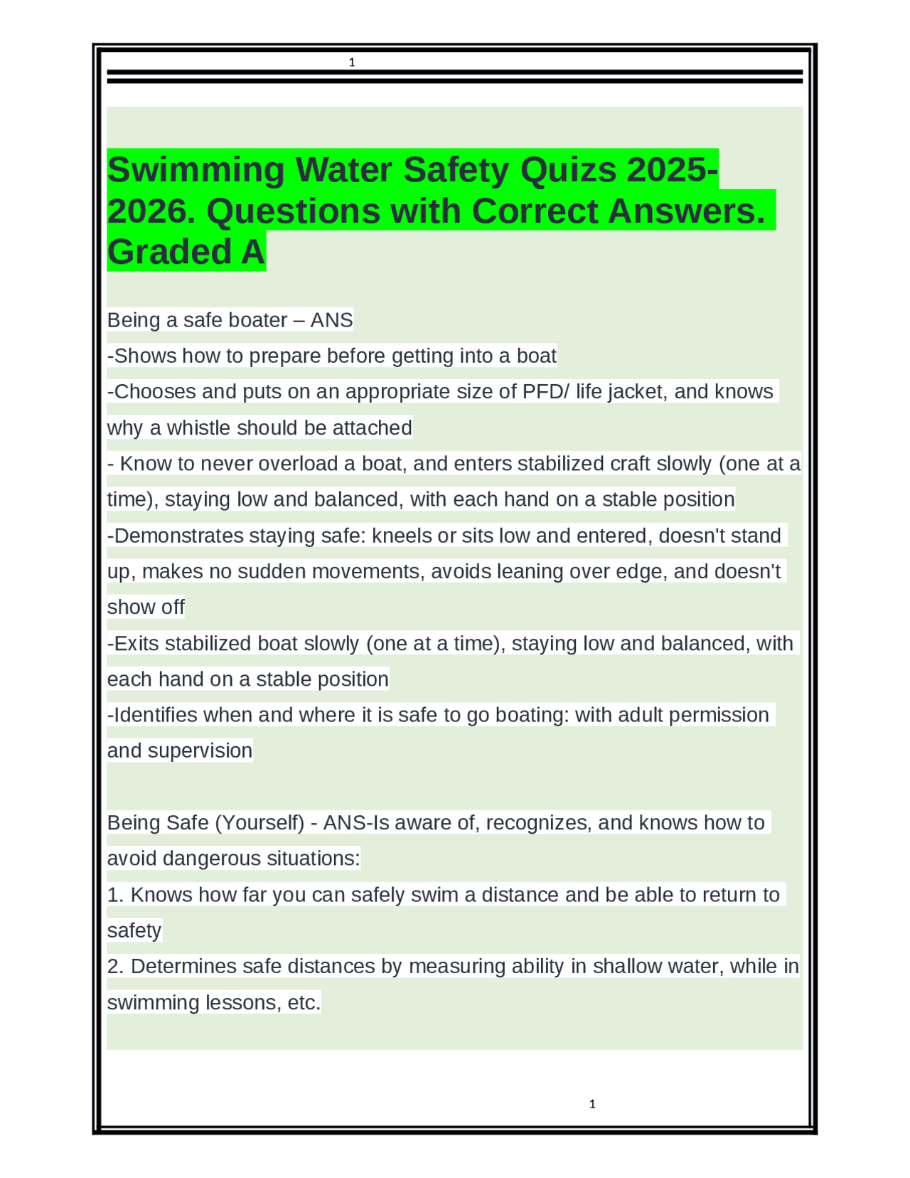 Swimming Water Safety Quiz: Questions and Answers for Safe Boating and ...