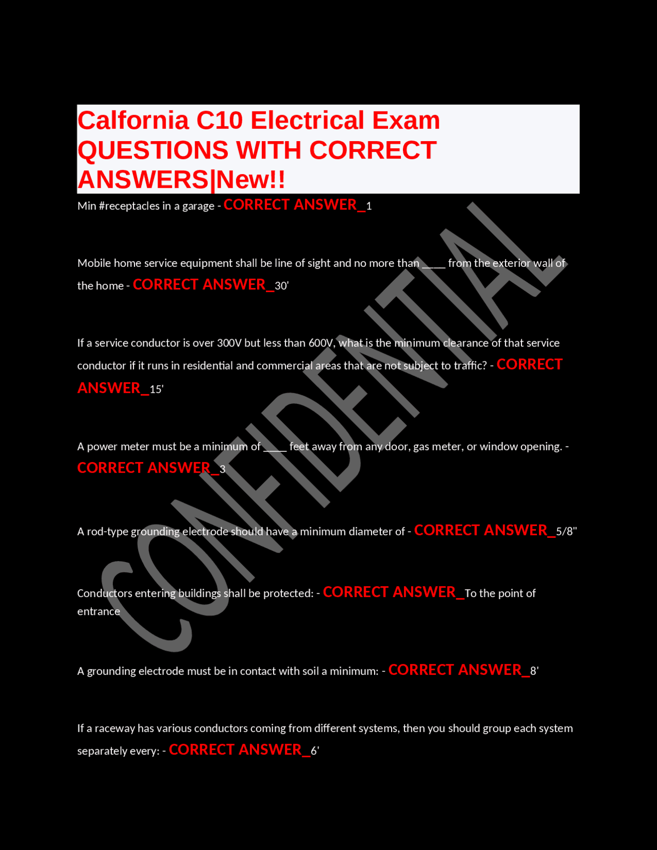 California C10 Electrical Exam Questions and Answers | Exams Nursing ...