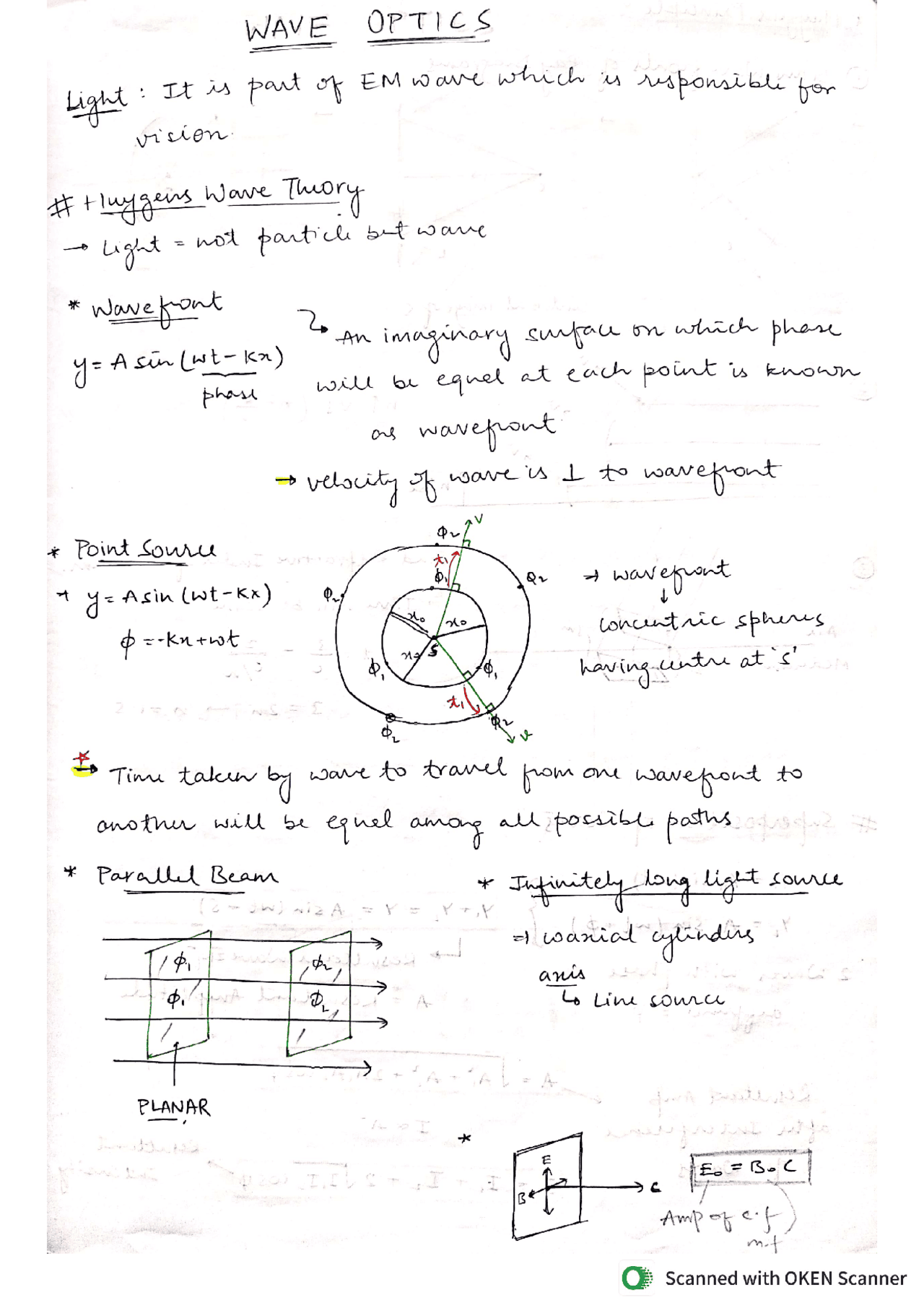 Wave Optics JEE Advanced notes | Study notes Physics | Docsity