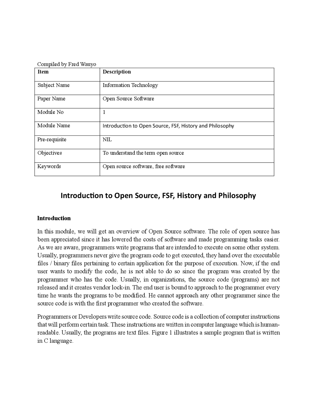 Introduction to Open Source Software: FSF, History, and Philosophy ...