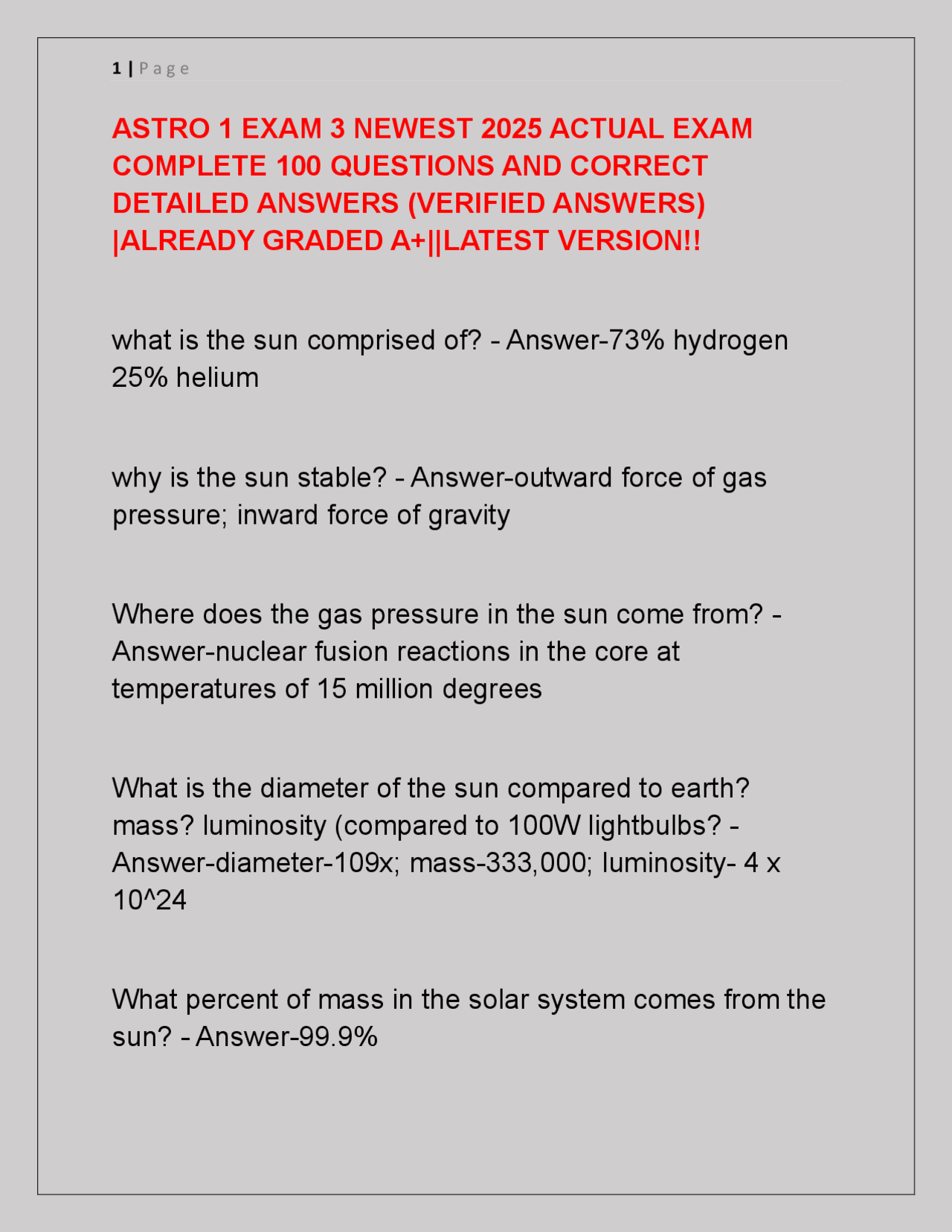 ASTRO 1 EXAM 3: Complete Guide to Stellar Evolution, Nuclear Fusion ...