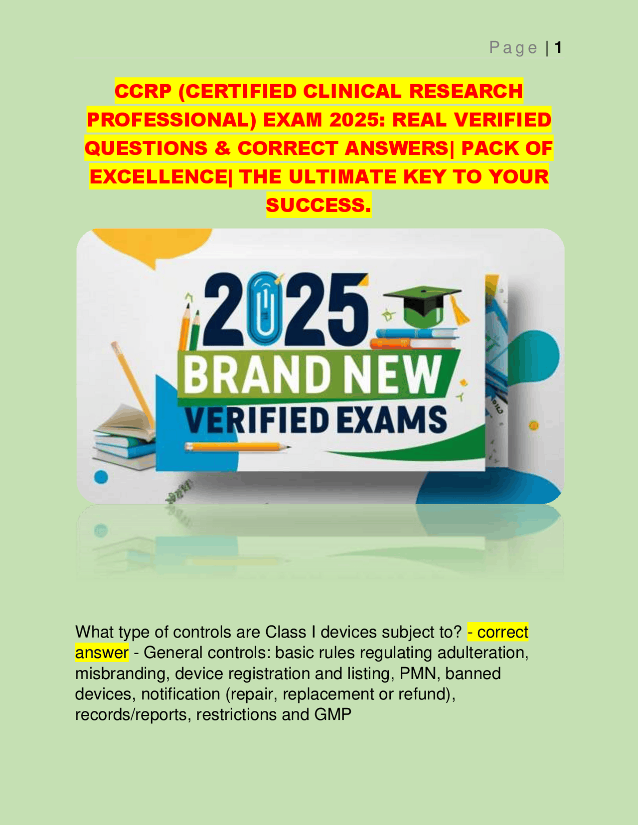 CCRP (CERTIFIED CLINICAL RESEARCH PROFESSIONAL) EXAM 2025. | Exams ...