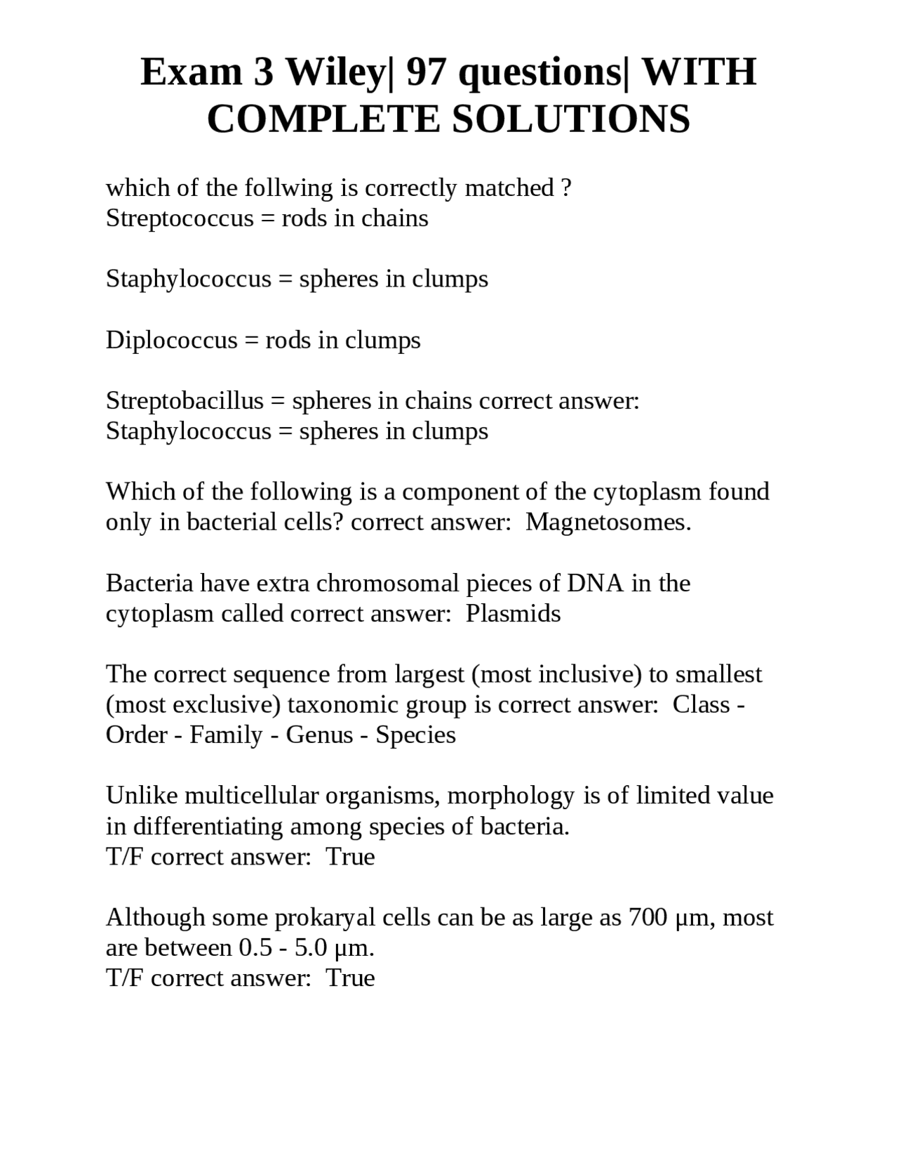 Exam 3 Wiley| 97 questions| WITH COMPLETE SOLUTIONS | Exams Nursing ...