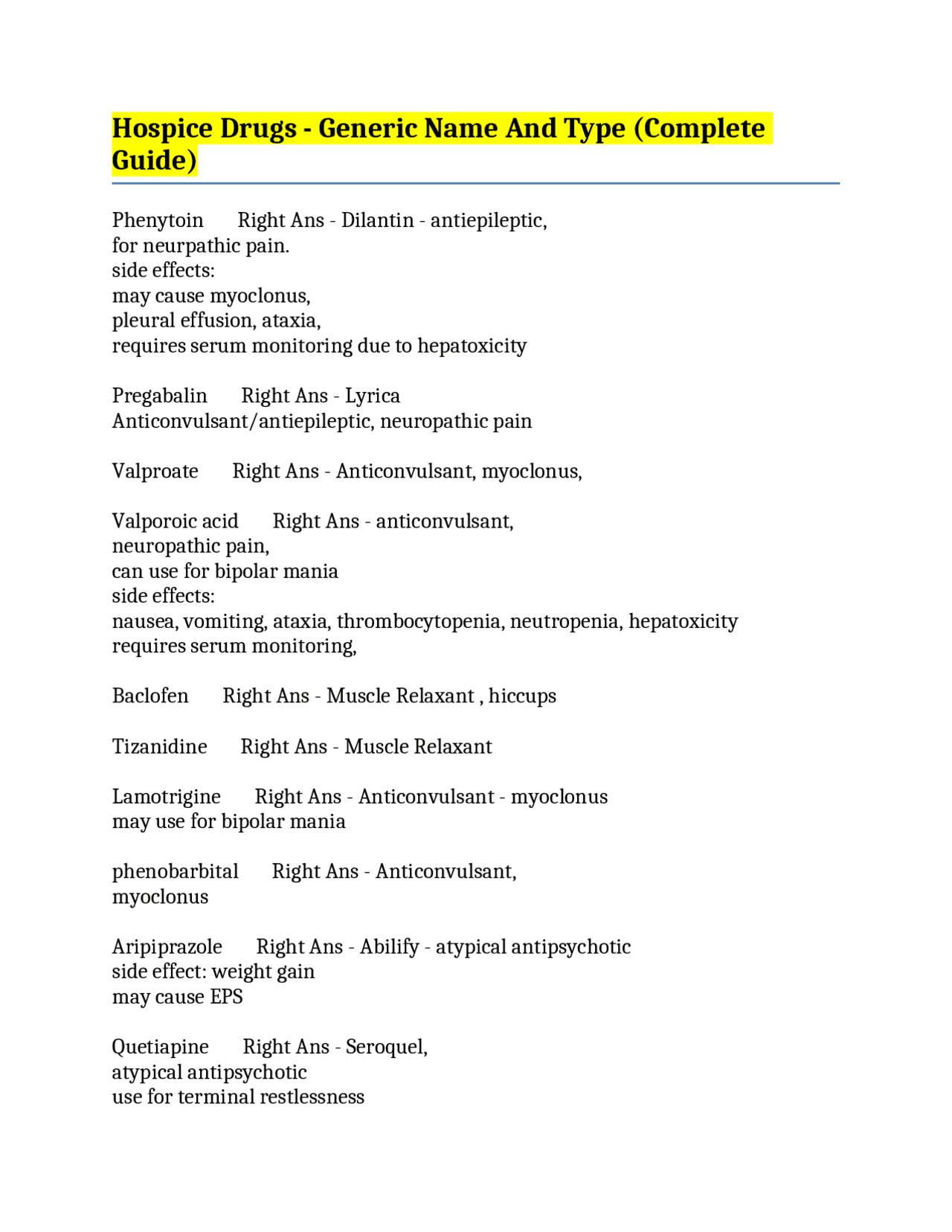 Hospice Drugs: Generic Names, Types, and Side Effects | Exams Public ...