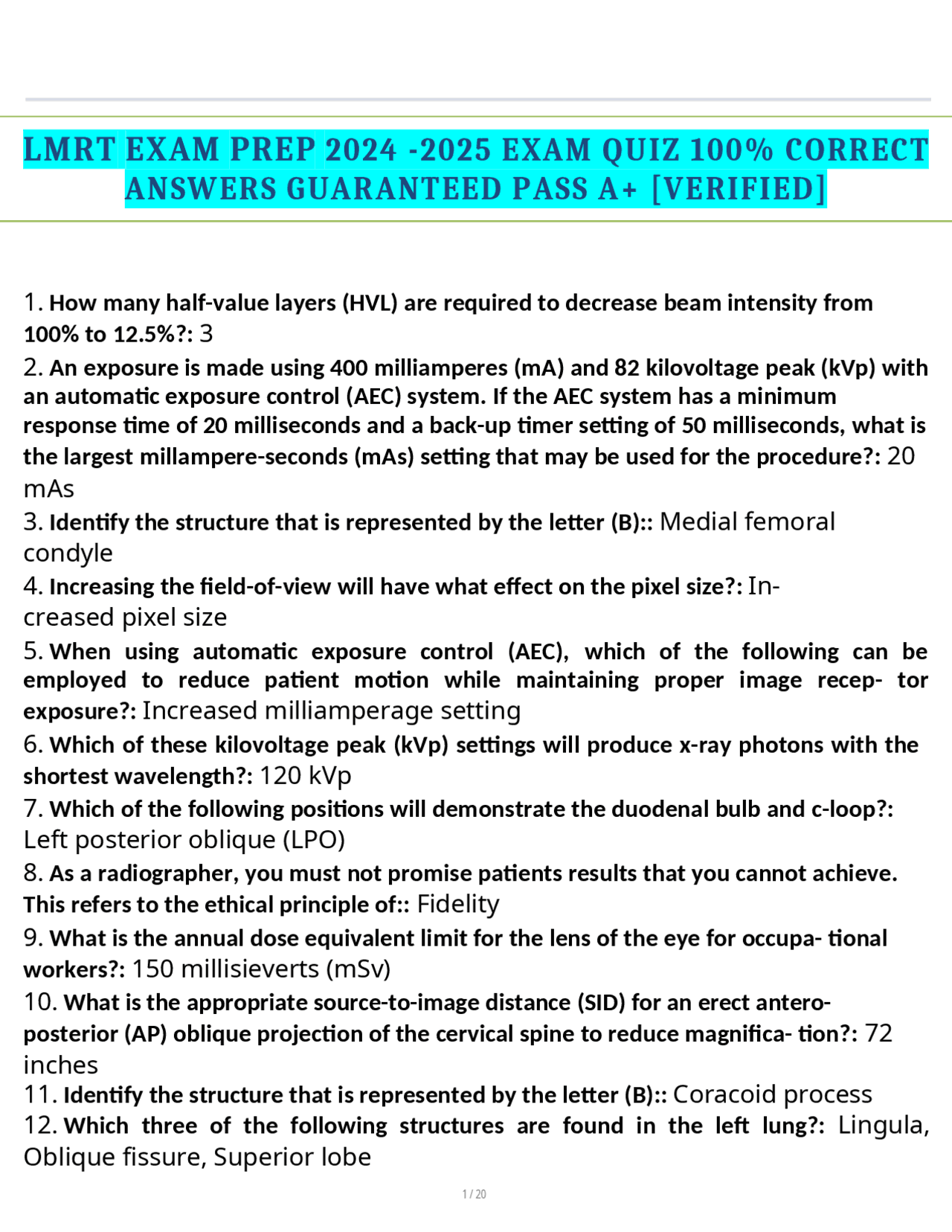 LMRT EXAM PREP 2024 -2025 EXAM QUIZ 100% CORRECT ANSWERS GUARANTEED ...