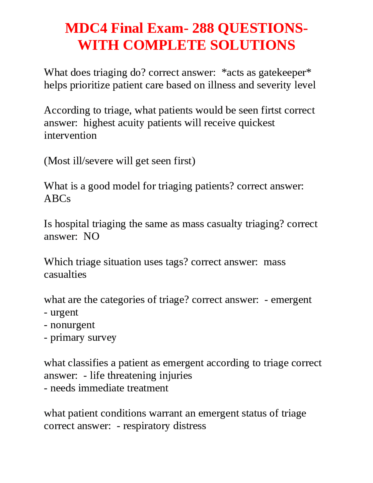 Triage and Emergency Management: A Comprehensive Guide with Questions ...