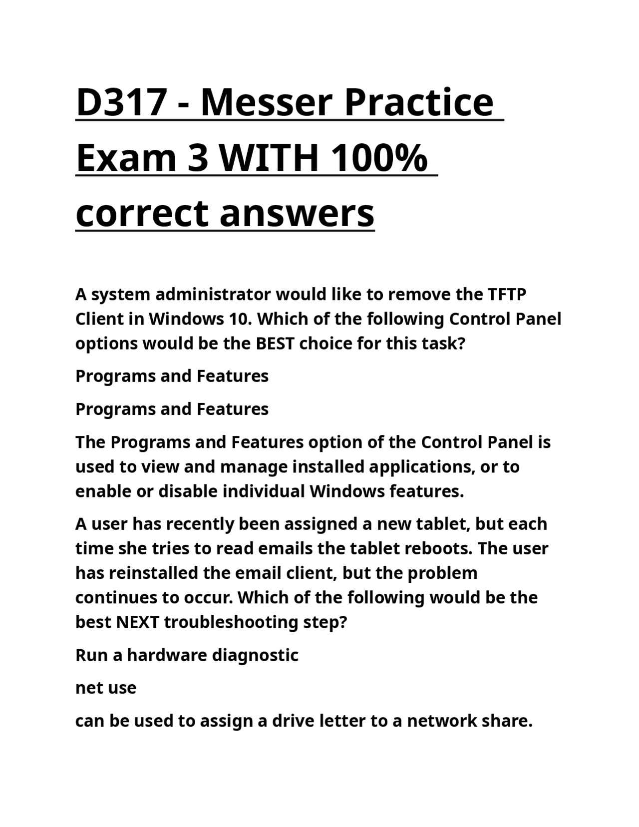 Messer Practice Exam 3: System Administration and Troubleshooting ...