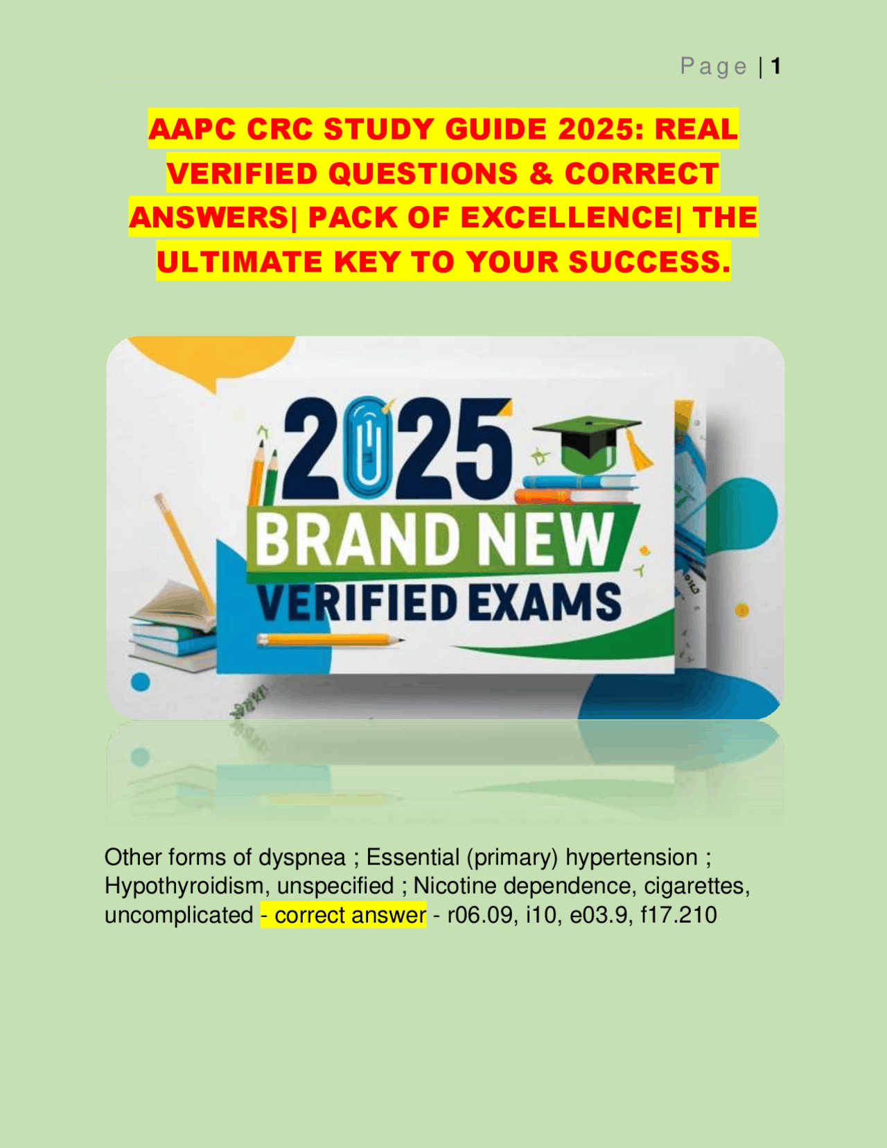 AAPC CRC STUDY GUIDE 2025: REAL VERIFIED QUESTIONS & CORRECT ANSWERS ...