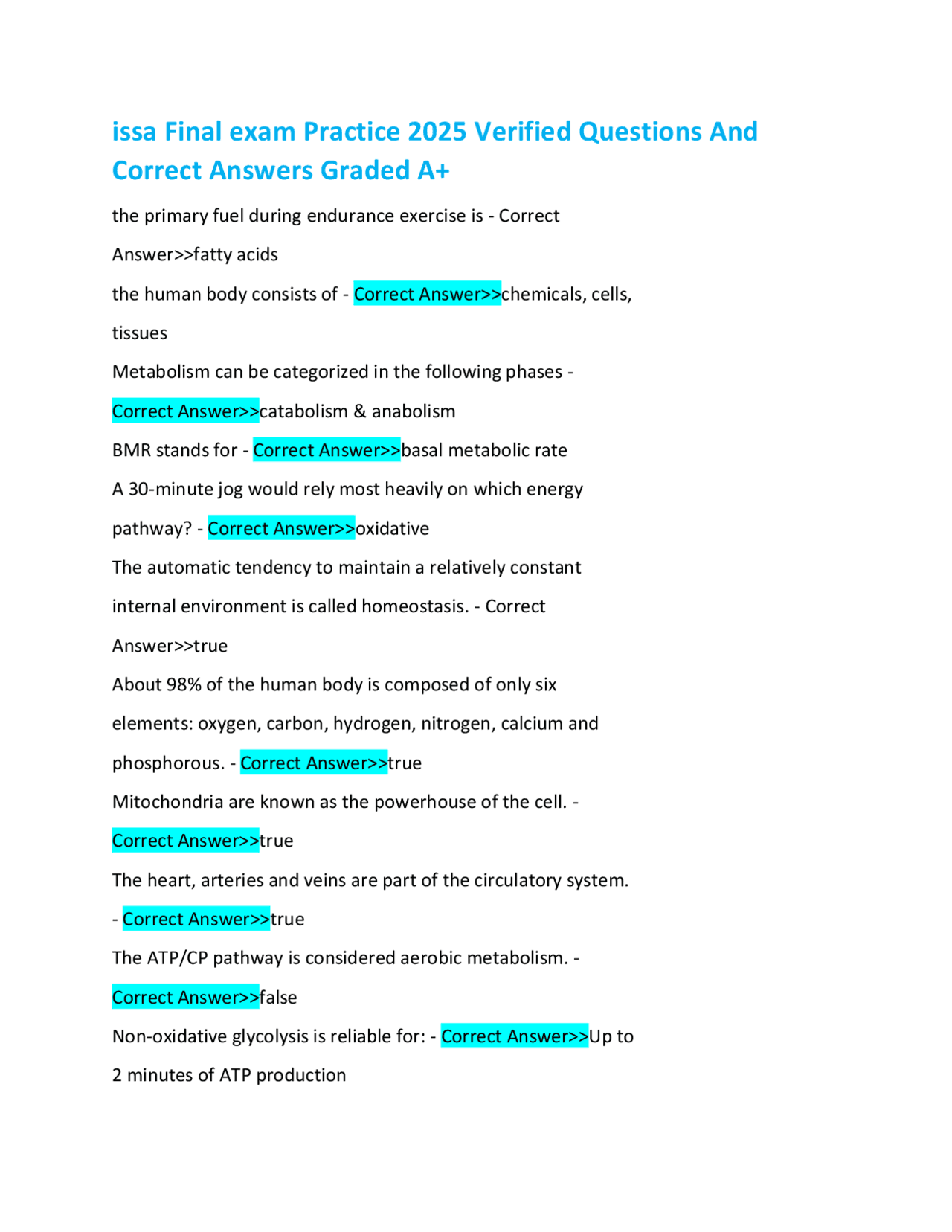 issa Final exam Practice 2025 Verified Questions And Correct Answers ...