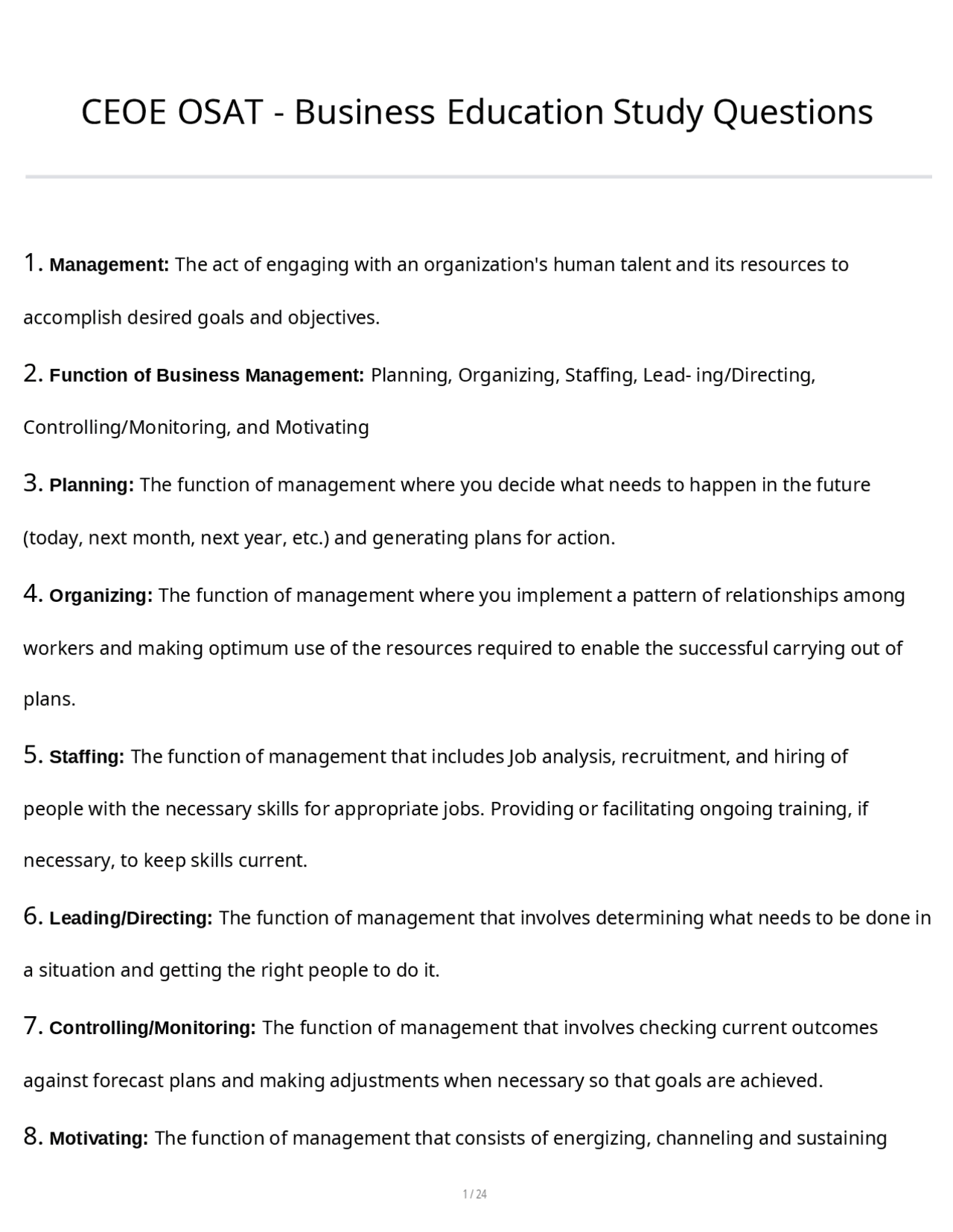 CEOE OSAT Business Education: Management & Accounting Study Guide ...