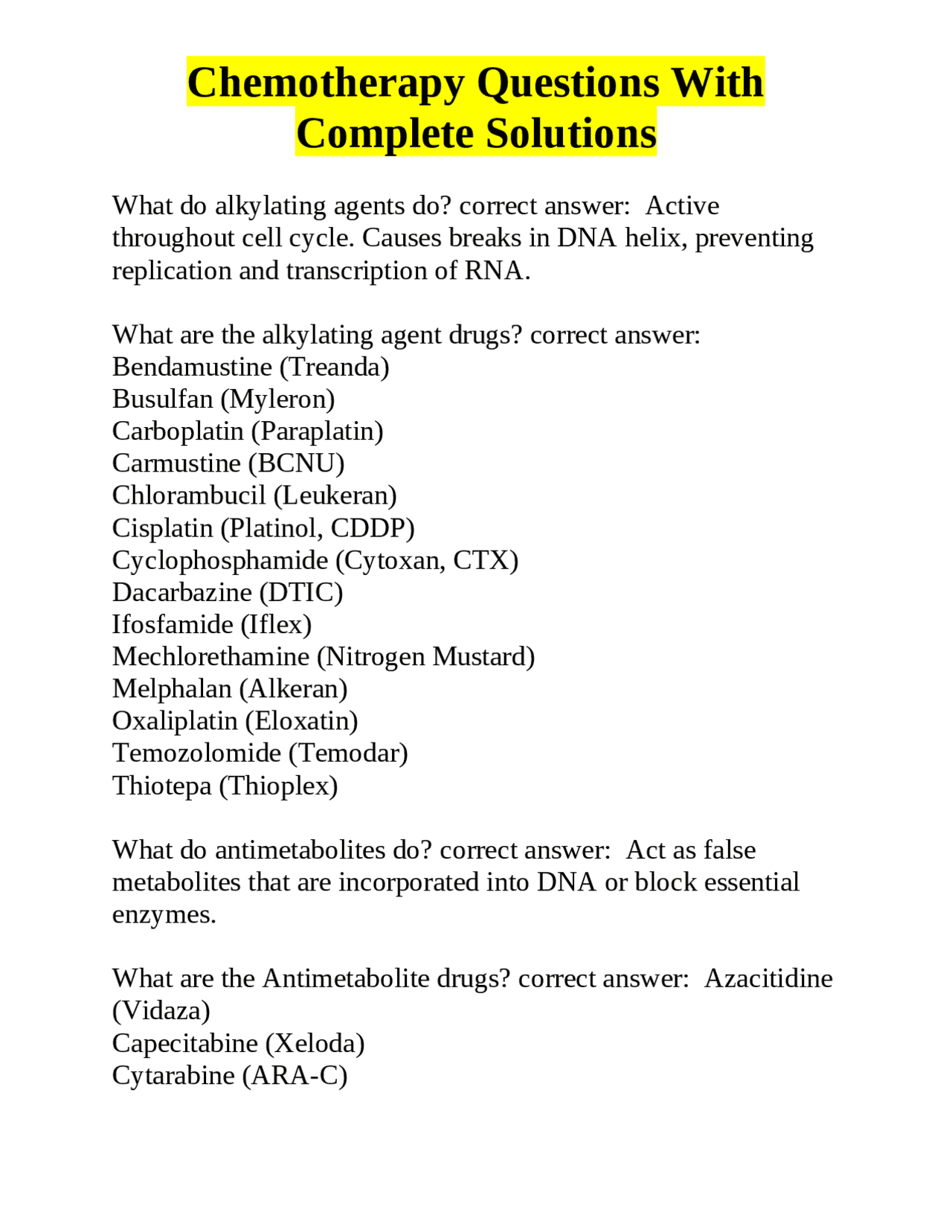 Chemotherapy Drugs: A Comprehensive Guide with Questions and Answers ...
