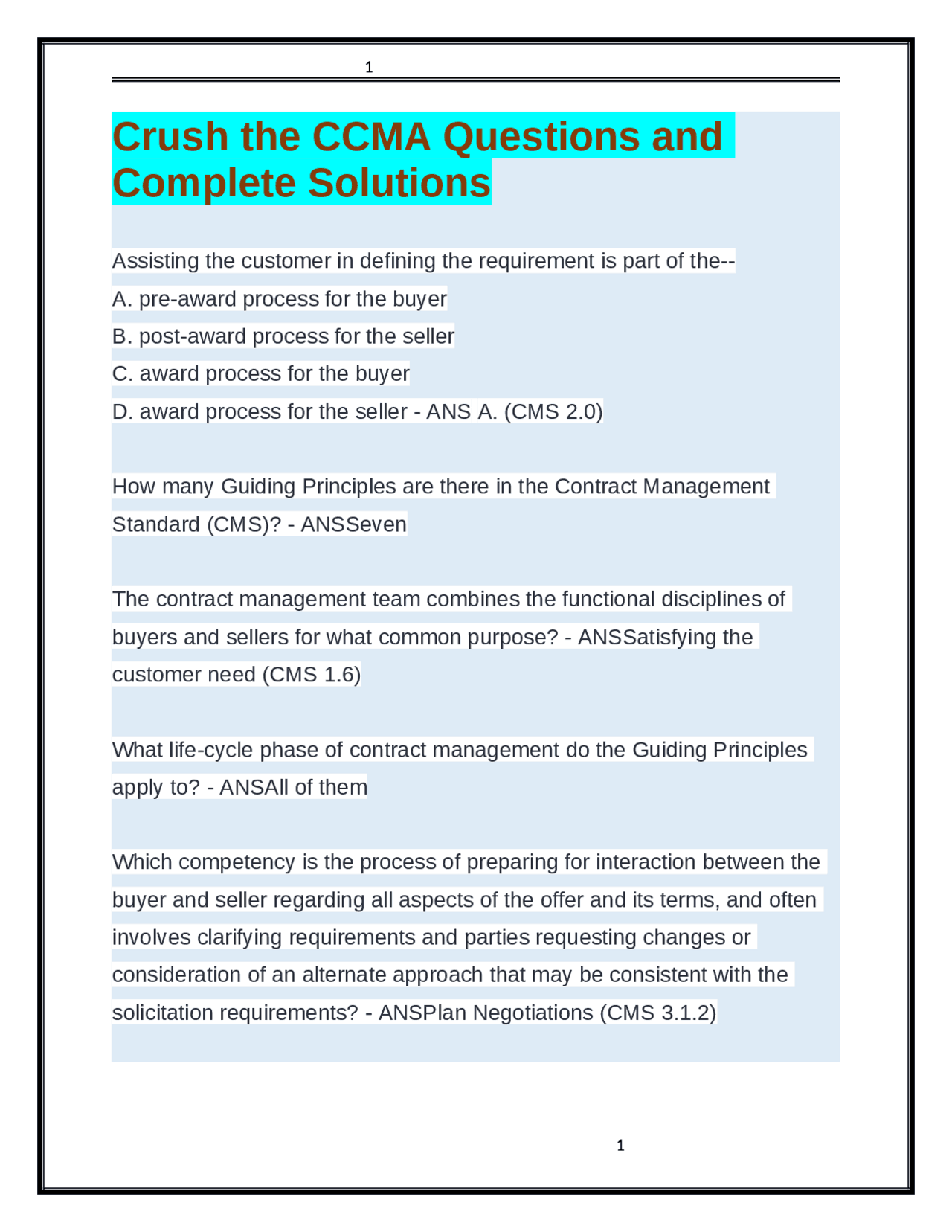 Crush the CCMA Questions and Complete Solutions | Exams Business ...