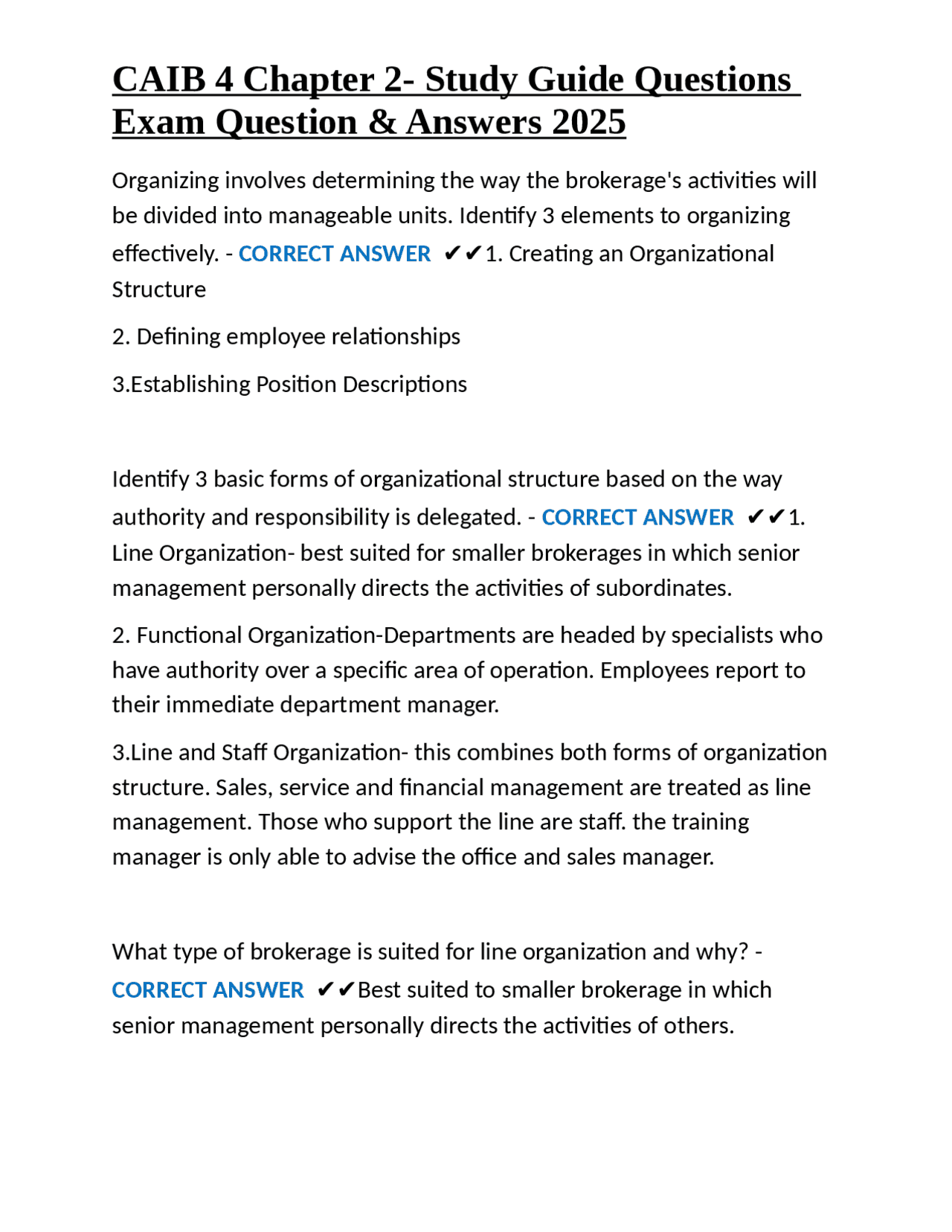 CAIB 4 Chapter 2- Study Guide Questions Exam Question & Answers 2025 ...