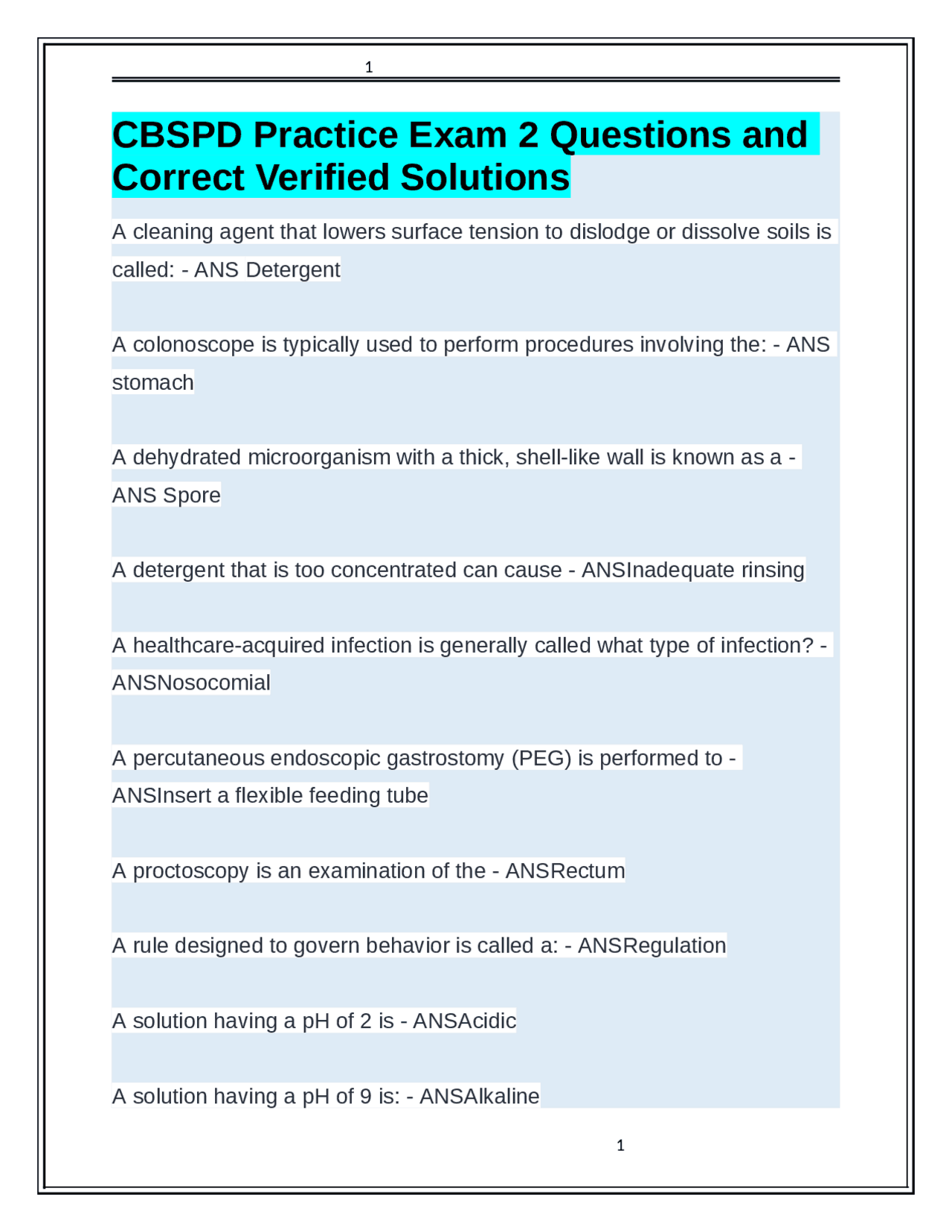 CBSPD Practice Exam 2: Questions and Verified Solutions | Exams Health ...