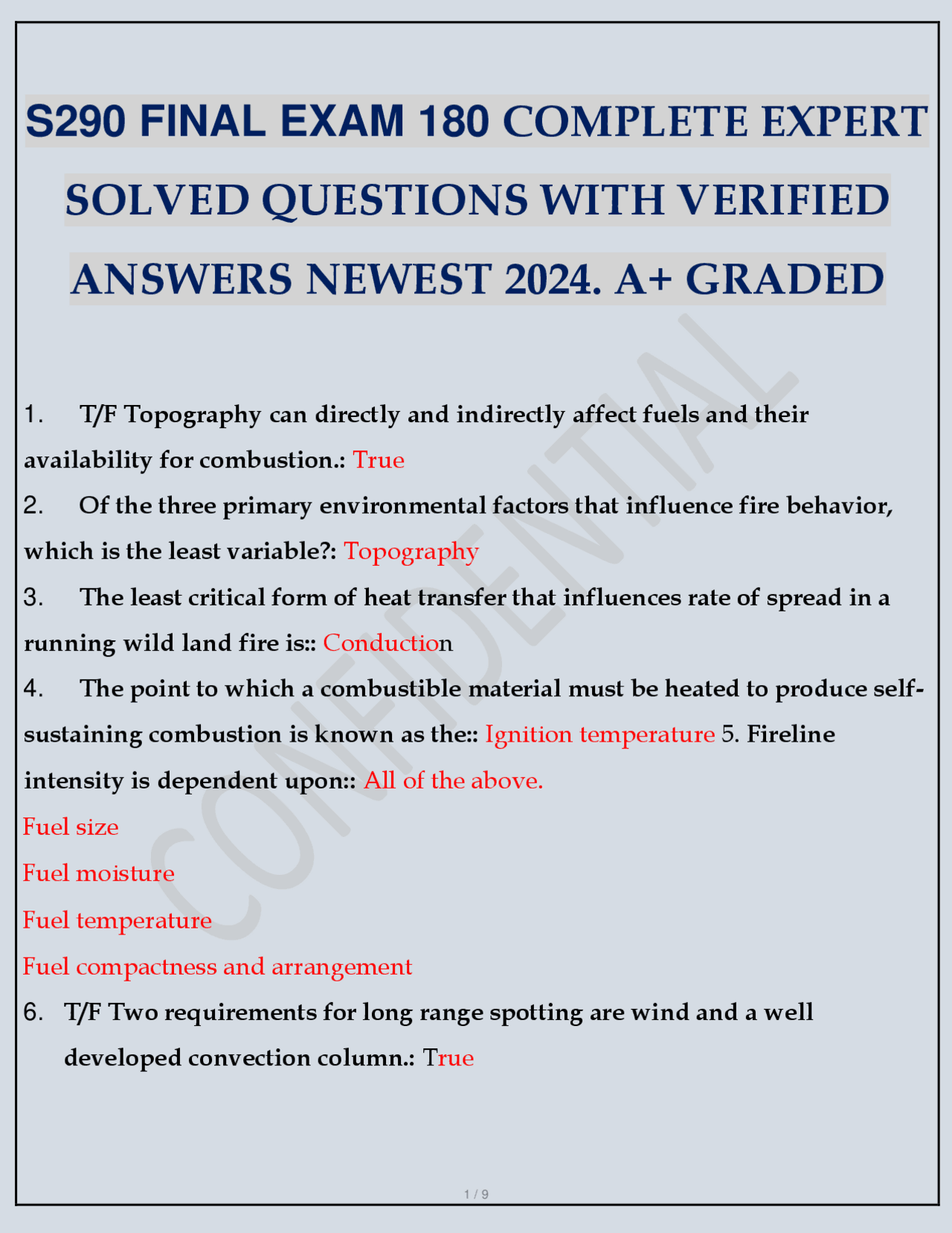 S290 FINAL EXAM 180 COMPLETE EXPERT SOLVED QUESTIONS WITH VERIFIED ...