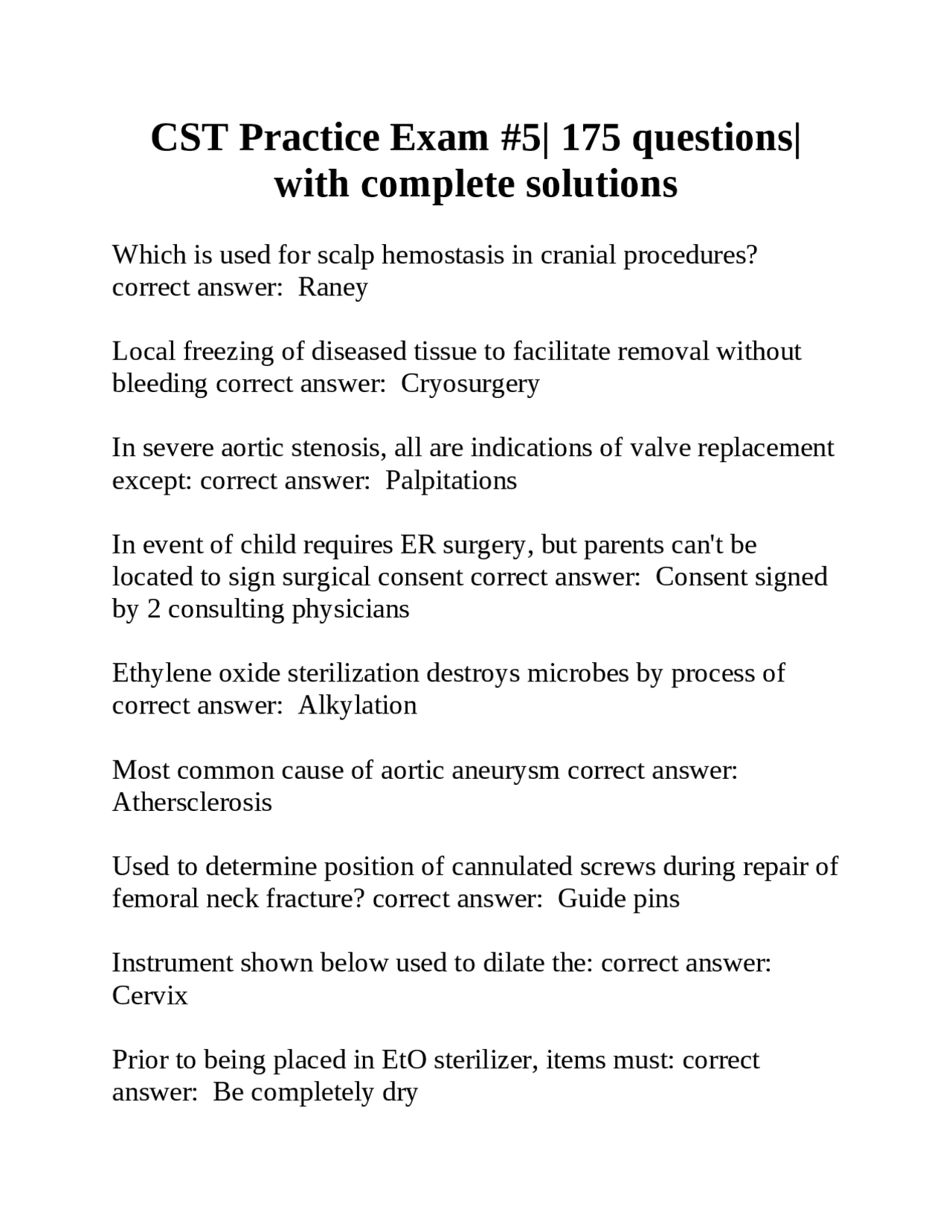 CST Practice Exam #5| 175 questions| with complete solutions | Exams ...