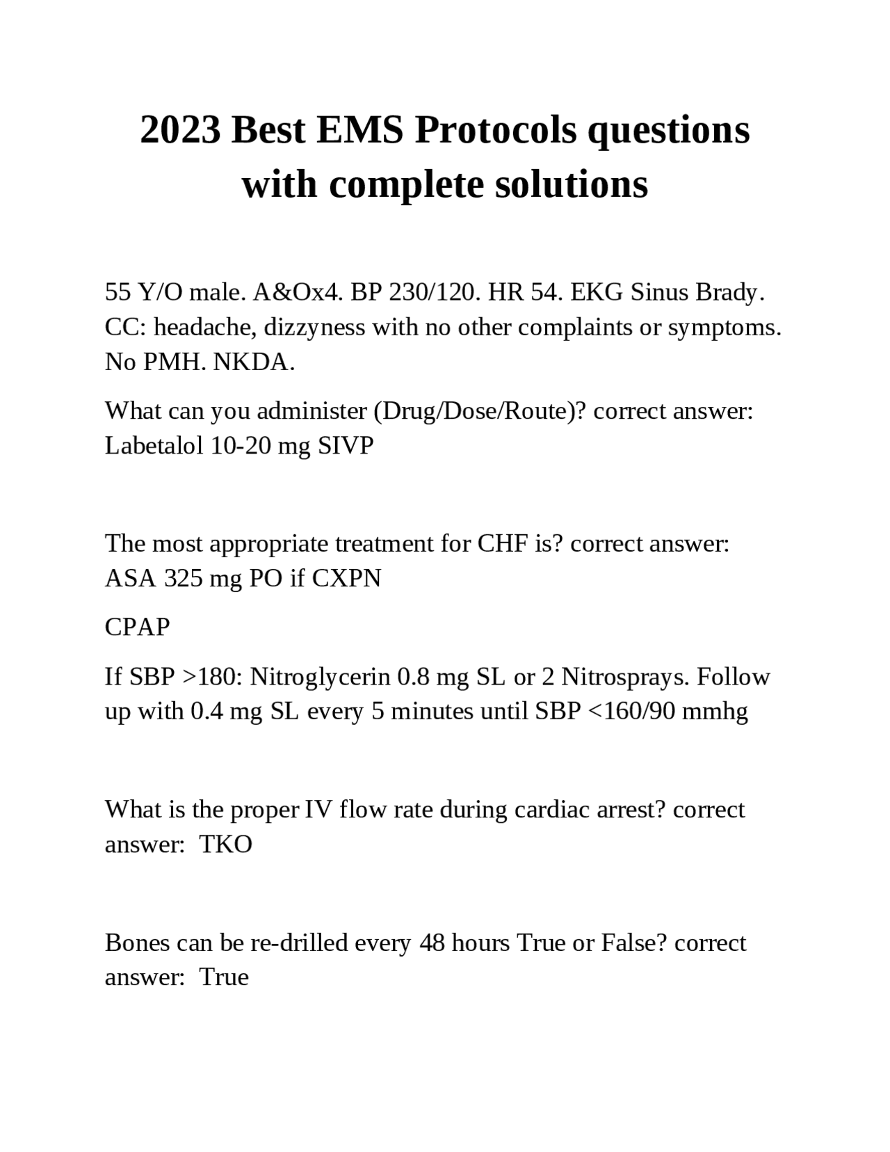 EMS Protocols: Questions and Answers for Emergency Medical Technicians ...