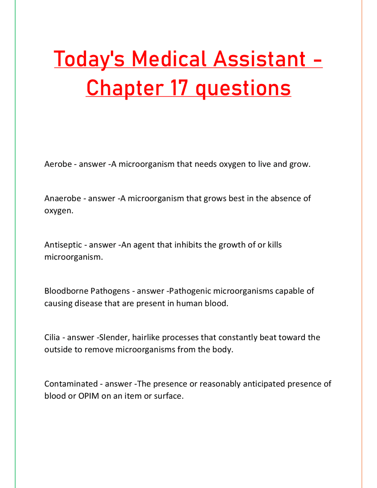 Today's Medical Assistant - Chapter 17 questions.pdf | Exams Nursing ...