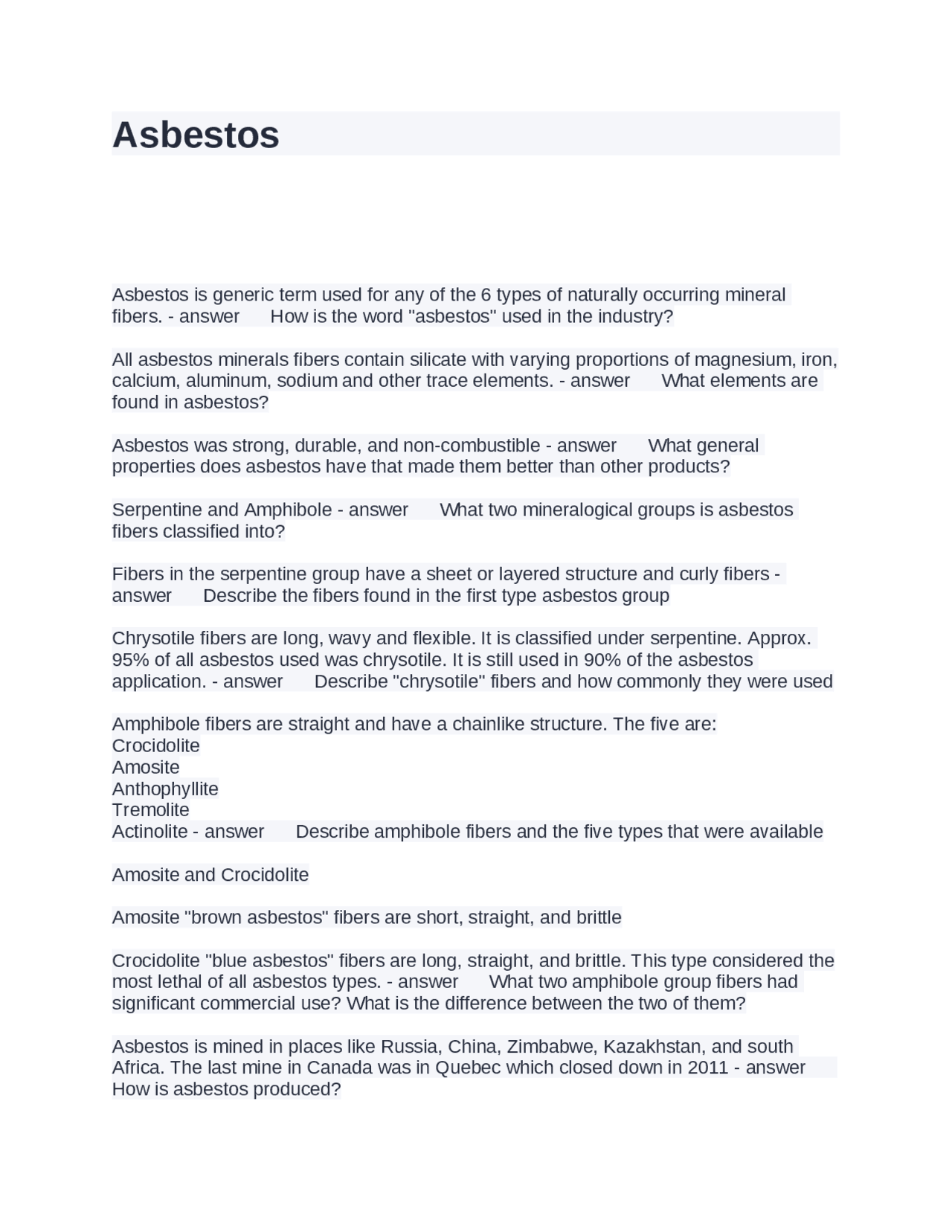 Asbestos: Properties, Applications, Health Risks, and Management ...