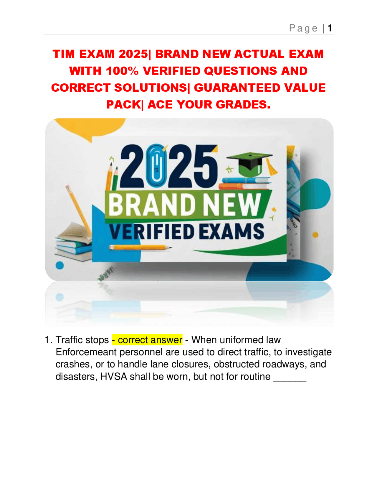Traffic Incident Management (TIM) Exam Questions and Answers | Exams ...