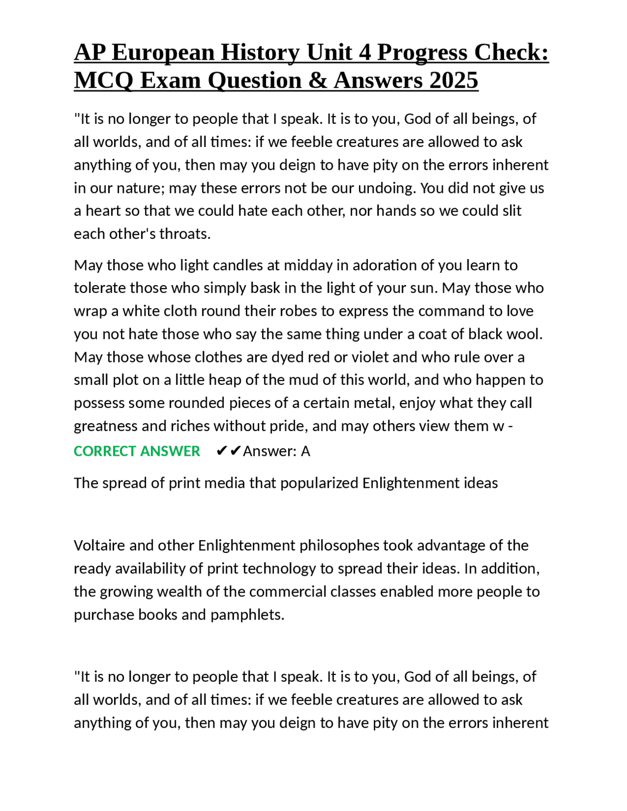 AP European History Unit 4 Progress Check: MCQ Exam Question & Answers ...