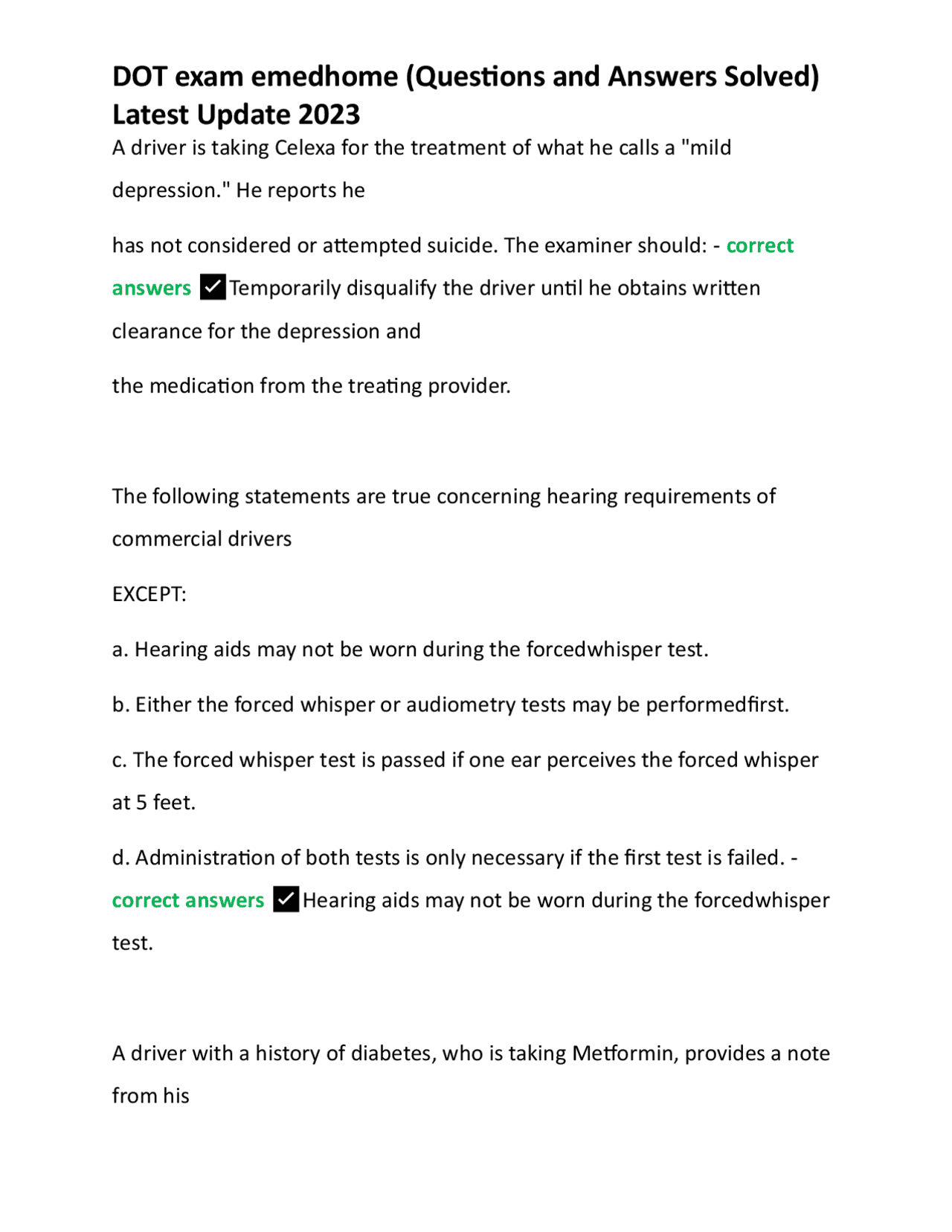 DOT Exam Questions and Answers: A Comprehensive Guide for Commercial ...