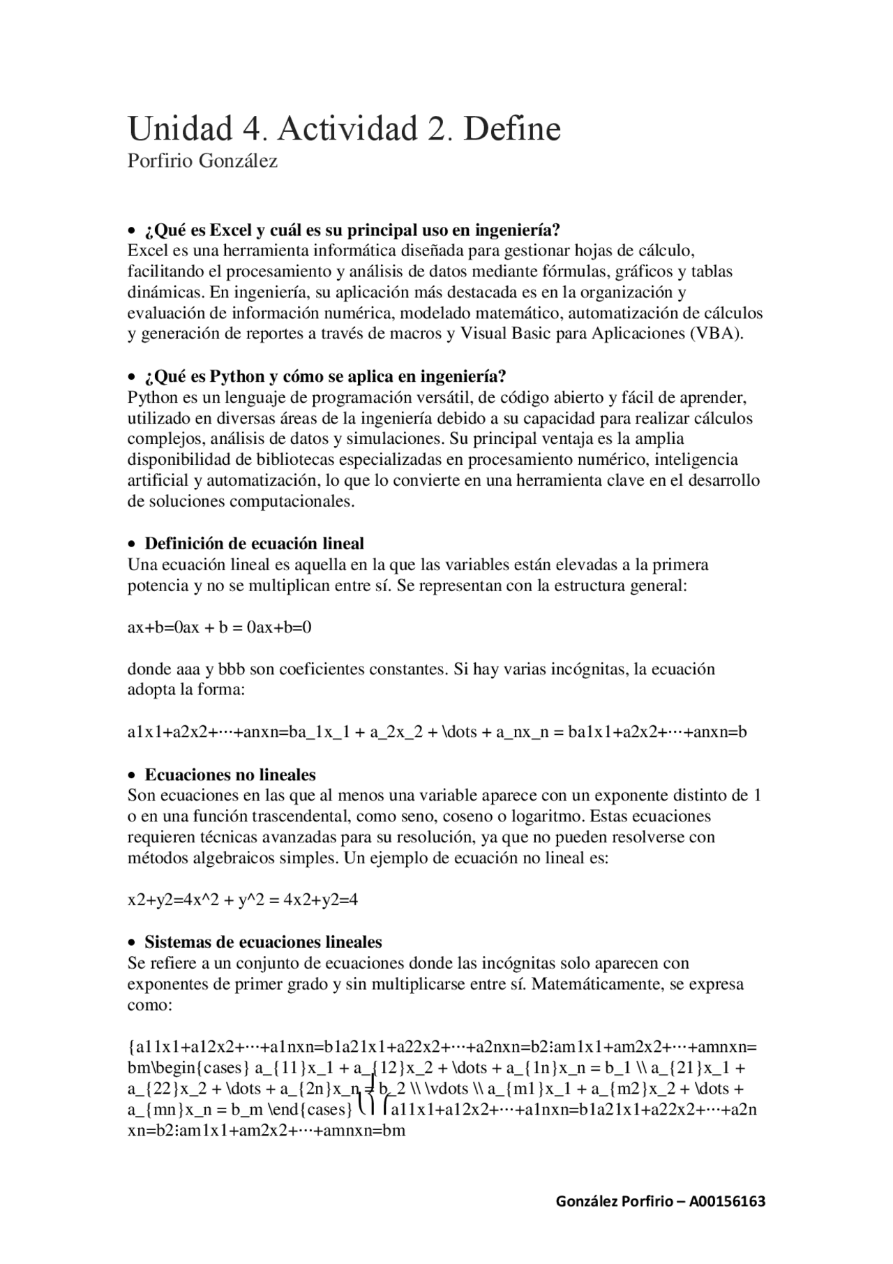 definiciones de introduccion a la ingenieria | Summaries Computer science | Docsity