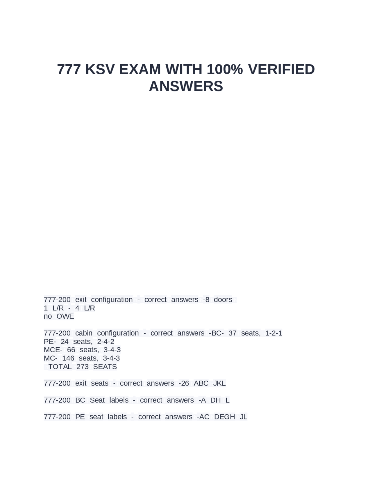 777 KSV EXAM WITH 100% VERIFIED ANSWERS | Exams Advanced Education ...