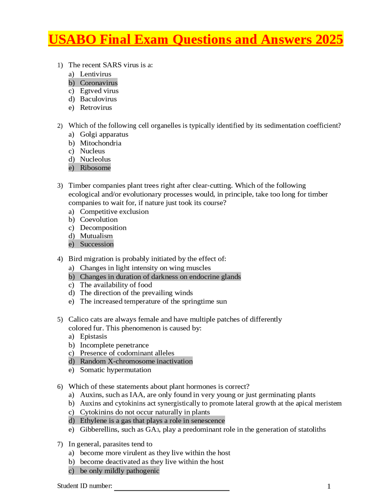 USABO Final Exam Questions and Answers 2025: A Comprehensive Review of ...