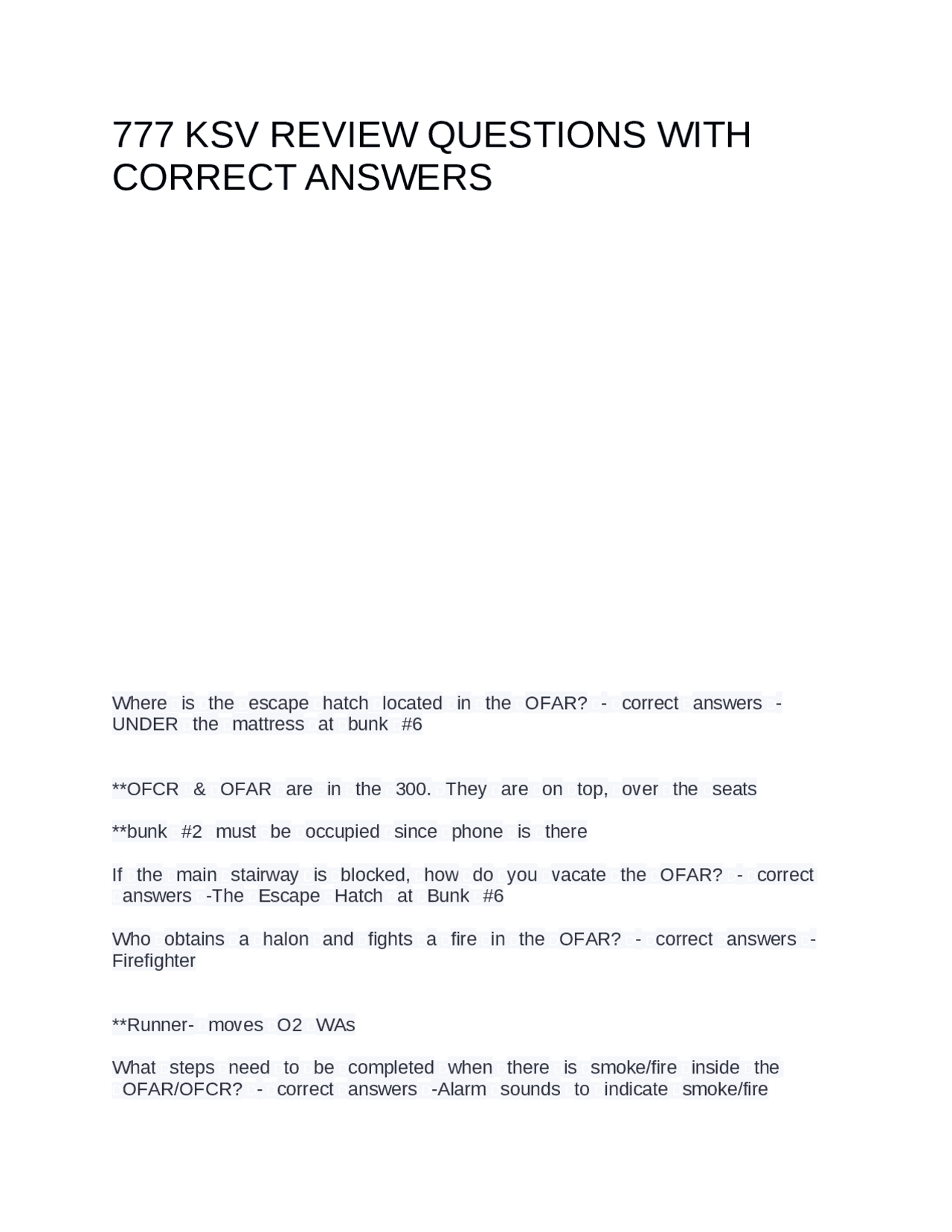 777 KSV REVIEW QUESTIONS WITH CORRECT ANSWERS | Exams Advanced ...