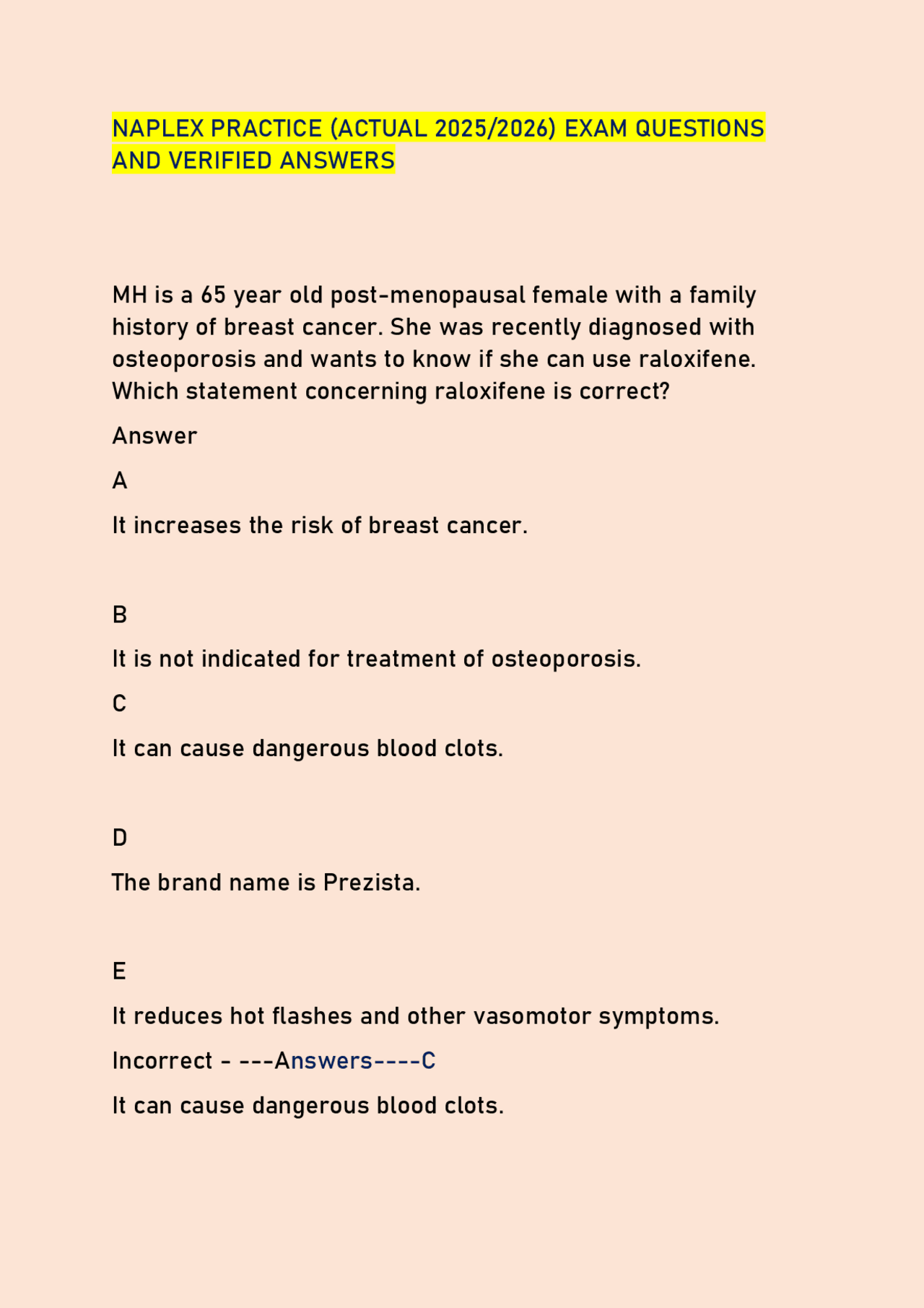 NAPLEX PRACTICE (ACTUAL 2025/2026) EXAM QUESTIONS AND VERIFIED ANSWERS ...