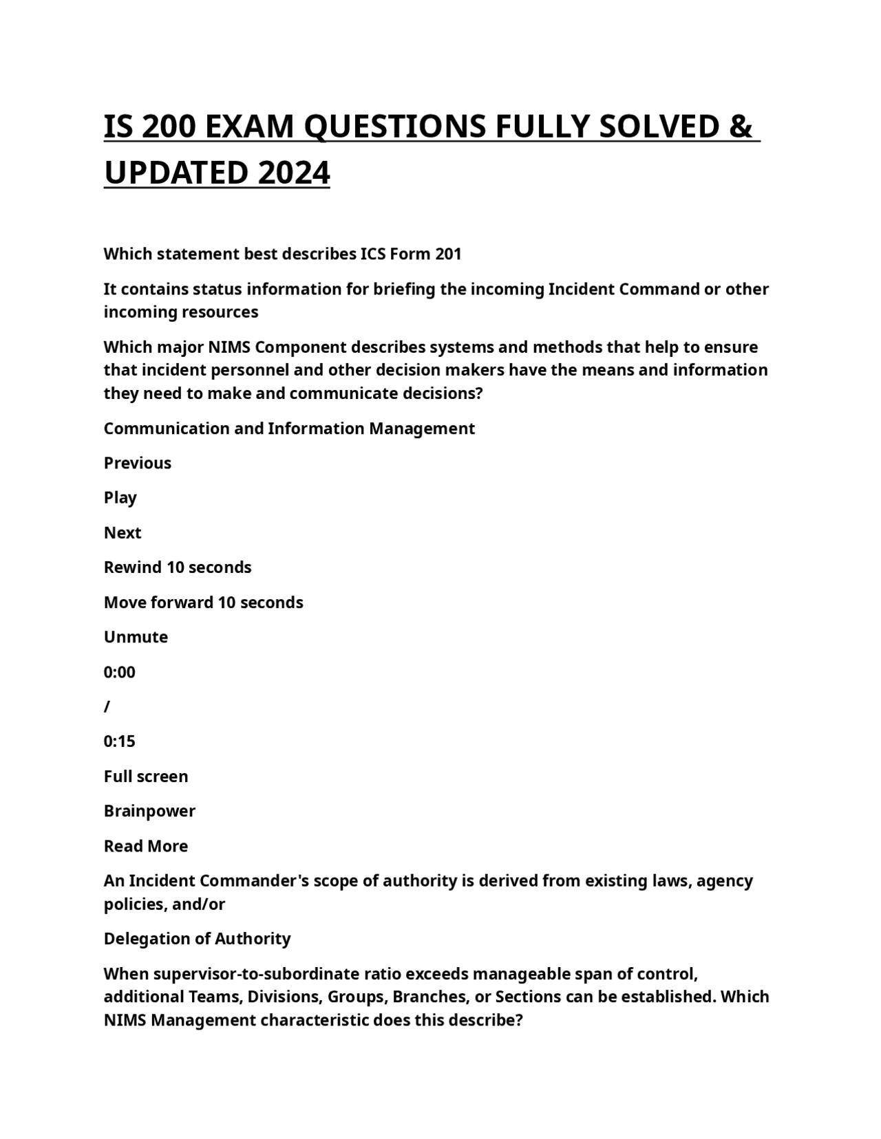 IS 200 EXAM QUESTIONS FULLY SOLVED & UPDATED 2024.docx | Exams Biology ...