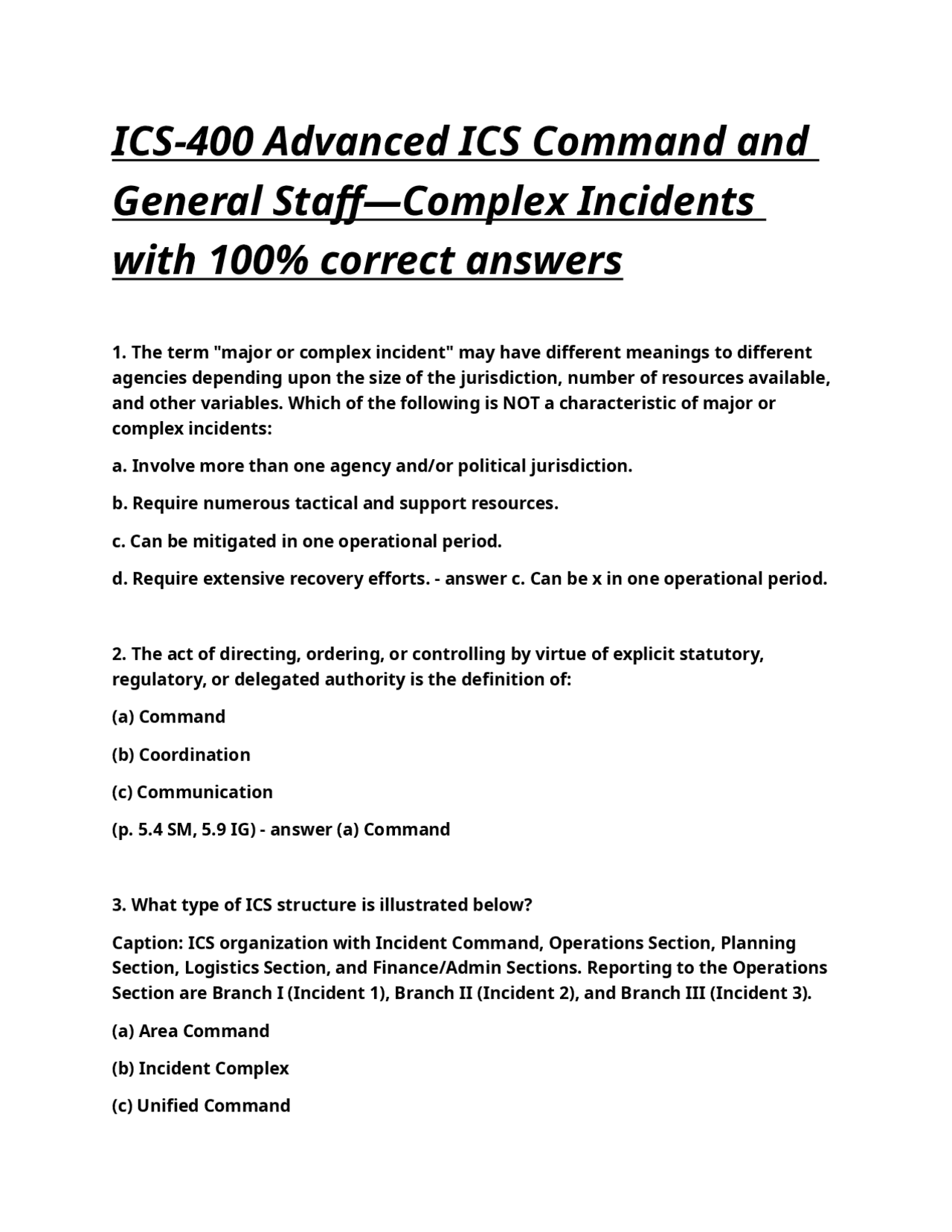 ICS-400 Advanced ICS Command and General Staff—Complex Incidents with ...