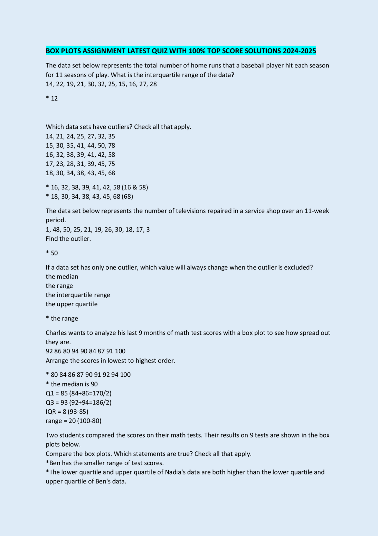 Box Plots: A Comprehensive Guide with Exercises and Solutions | Exams ...