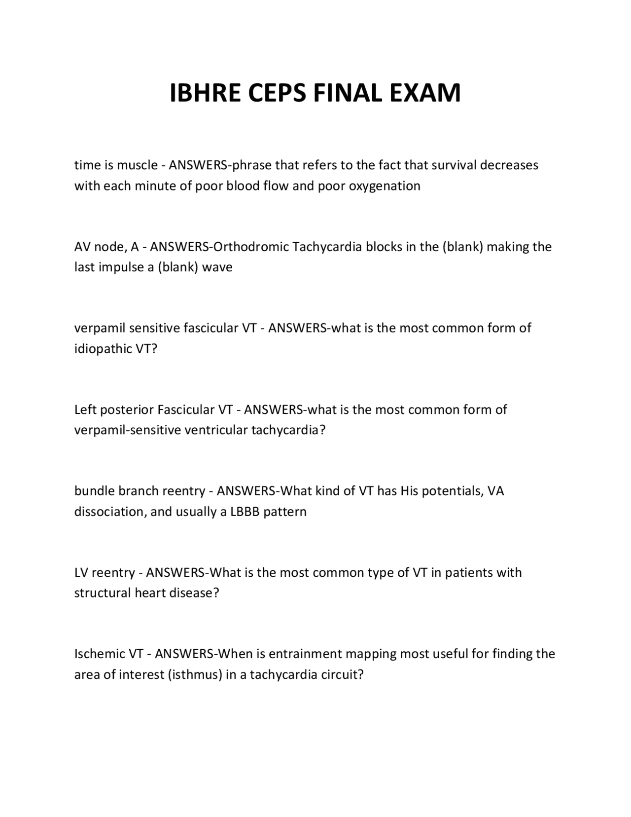 IBHRE CEPS Final Exam: Questions and Answers | Exams Nursing | Docsity