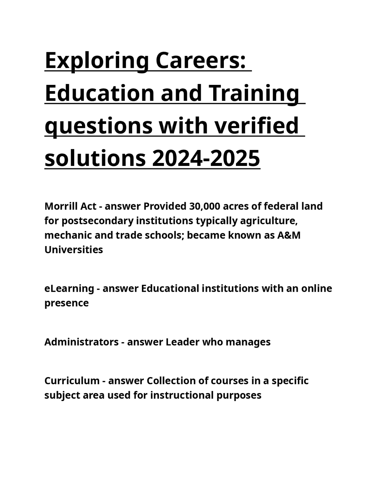 Exploring Careers: Education and Training - Questions and Answers ...