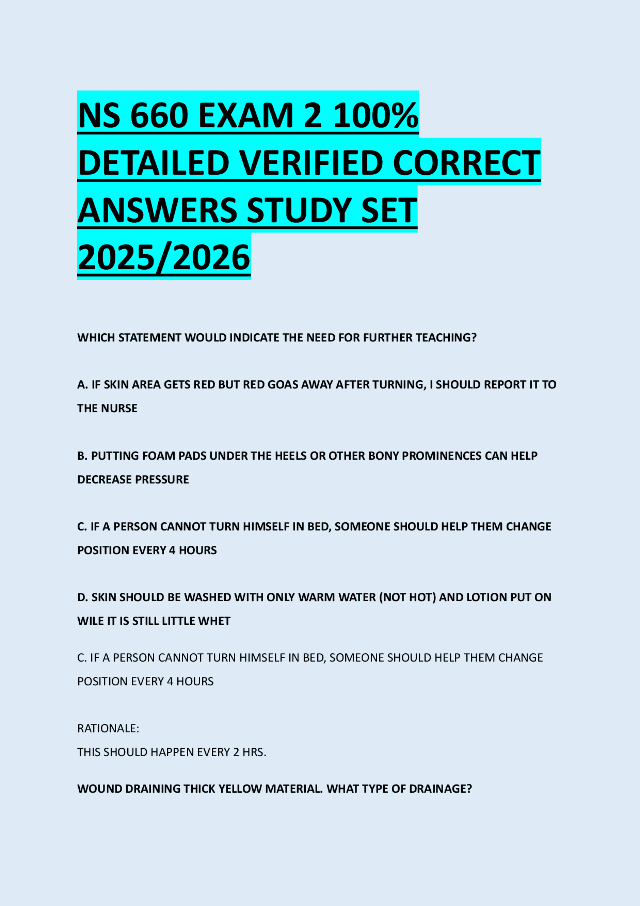 NS 660 EXAM 2 100% DETAILED VERIFIED CORRECT ANSWERS STUDY SET 2025/ ...