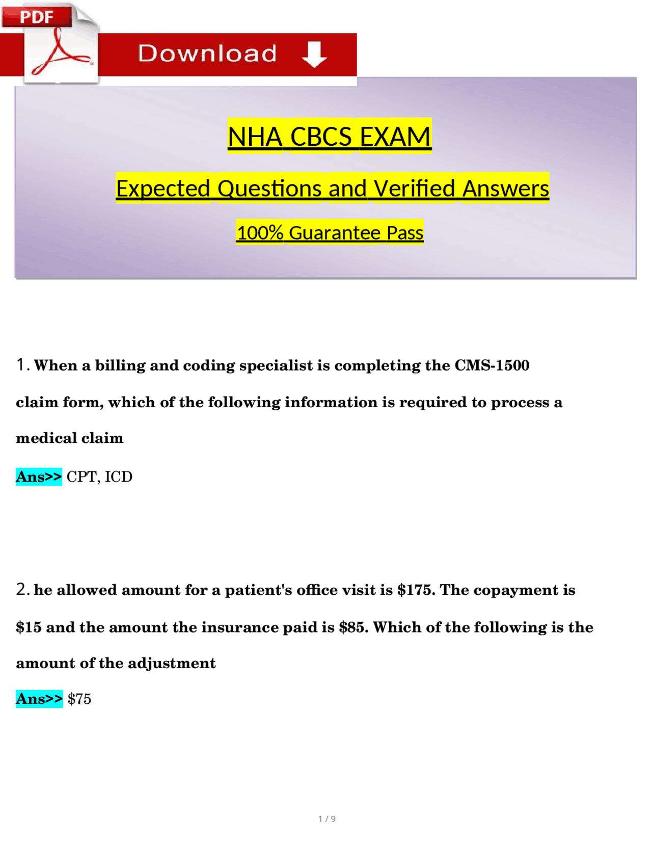 Billing and Coding Specialist Exam Preparation: Multiple Choice ...
