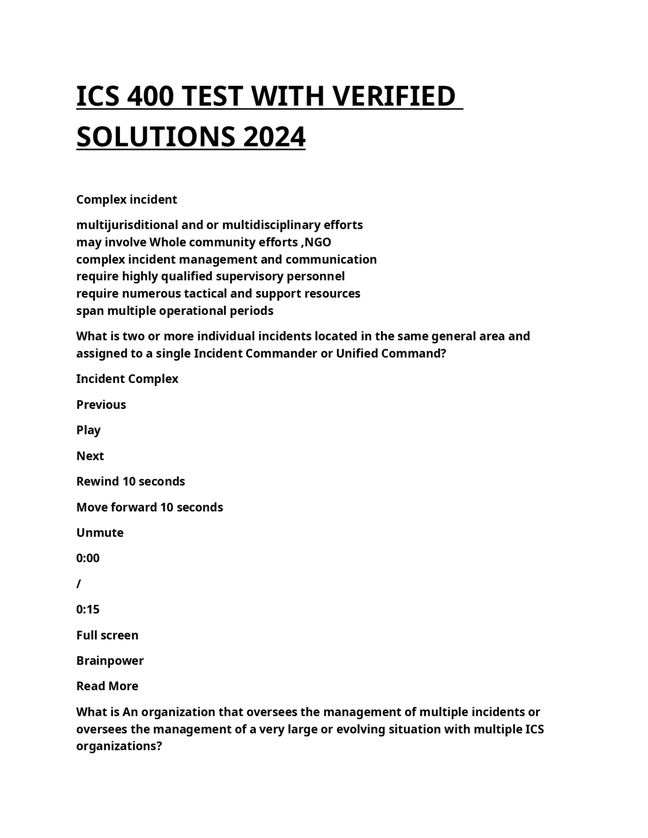 ICS 400 TEST WITH VERIFIED SOLUTIONS 2024. | Exams Biology | Docsity
