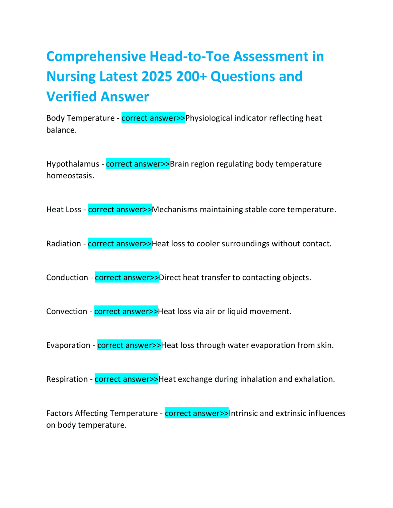 Comprehensive Head-to-Toe Assessment in Nursing: 200+ Questions and ...